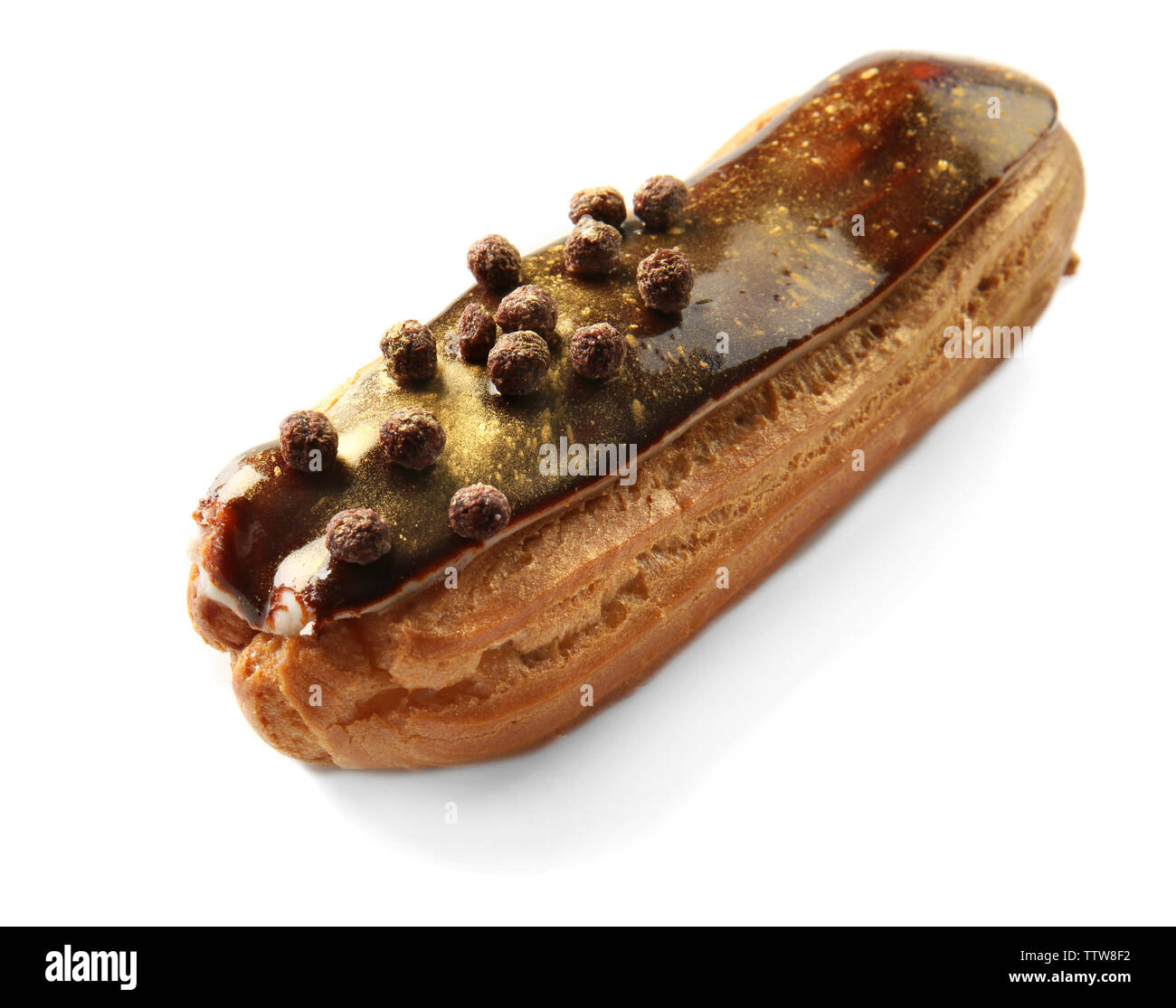 Delicious eclair isolated on white Stock Photo - Alamy