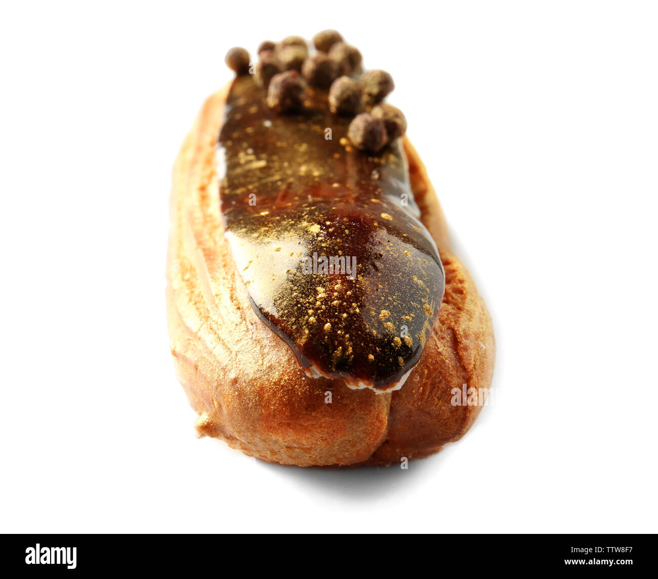 Delicious eclair isolated on white Stock Photo - Alamy
