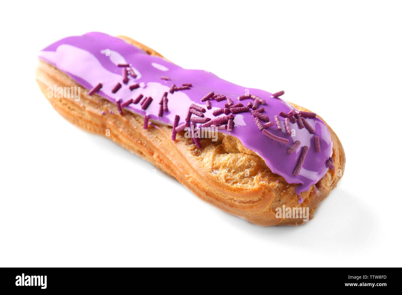 Delicious eclair isolated on white Stock Photo - Alamy