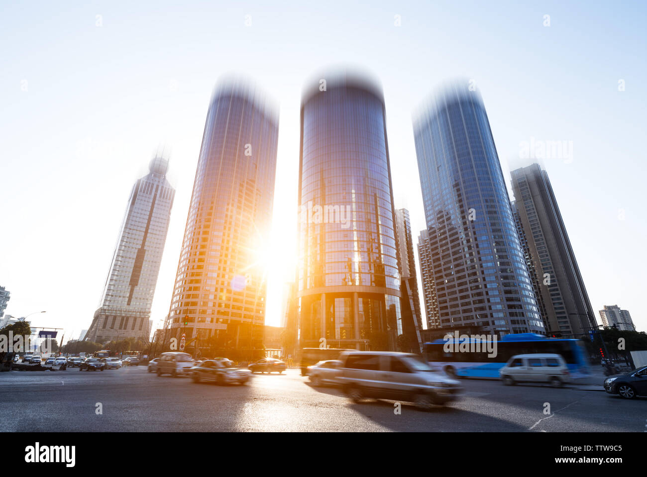 modern office buildings in hangzhou with sunbeam Stock Photo - Alamy