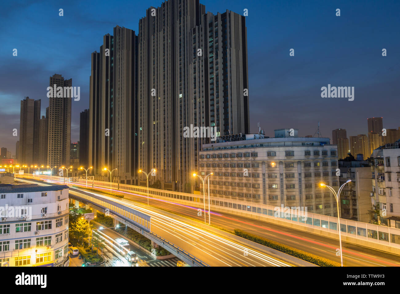 City road lights, night view Stock Photo - Alamy