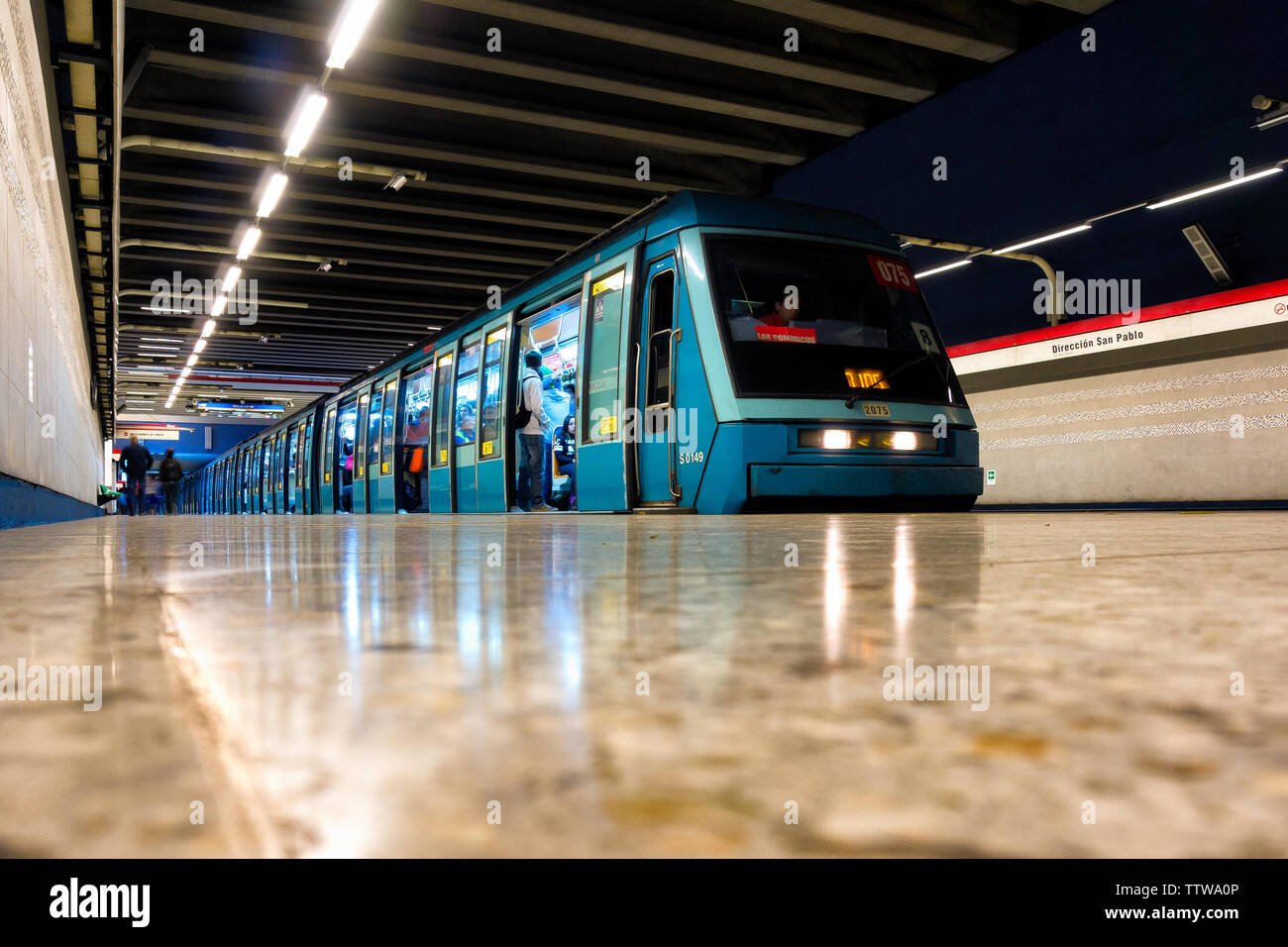 SANTIAGO, CHILE - OCTOBER 2015: A Santiago Metro train stopped at ...