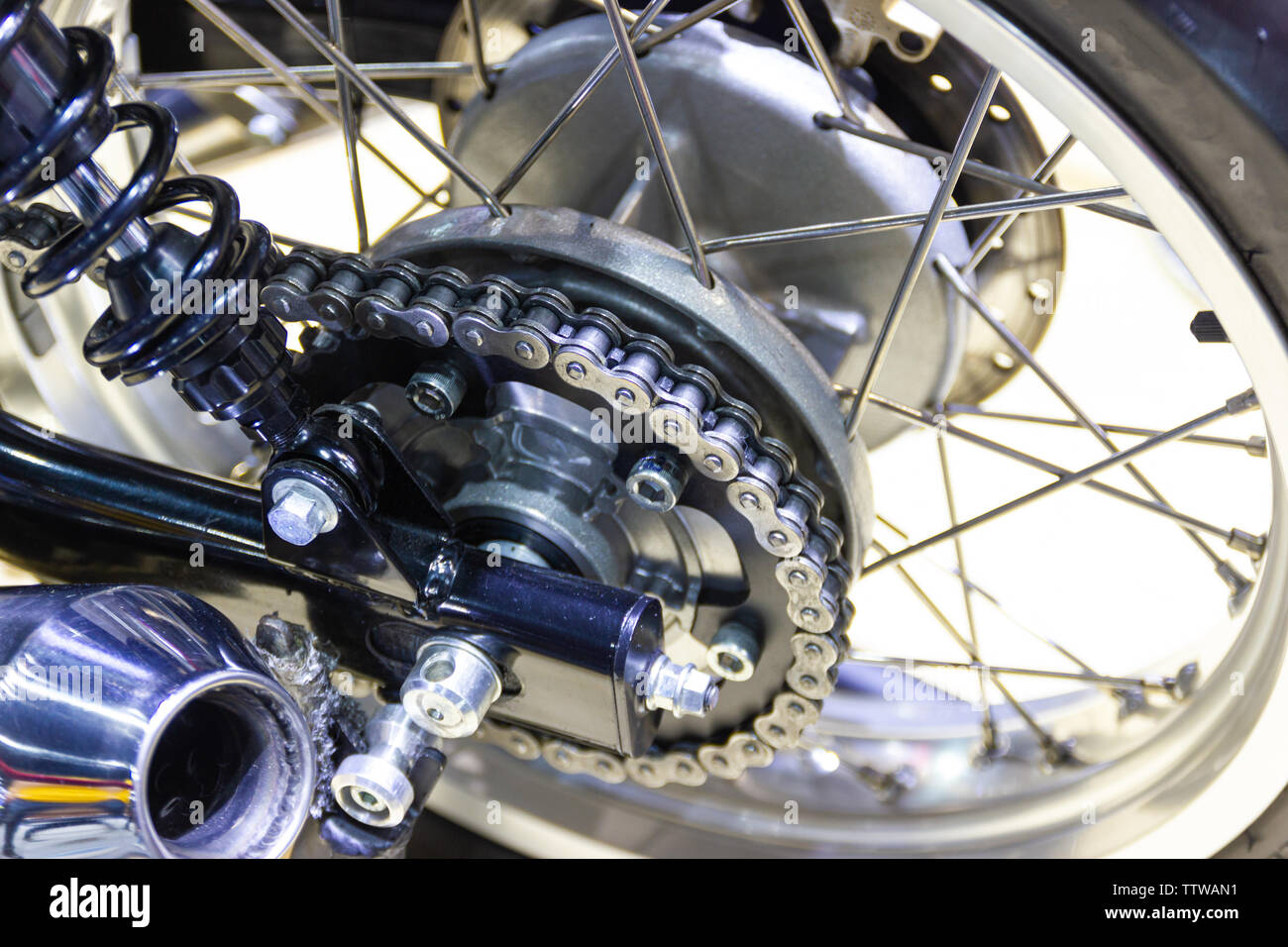 Detail of a motorcycle rear chain, concept new design Stock Photo - Alamy