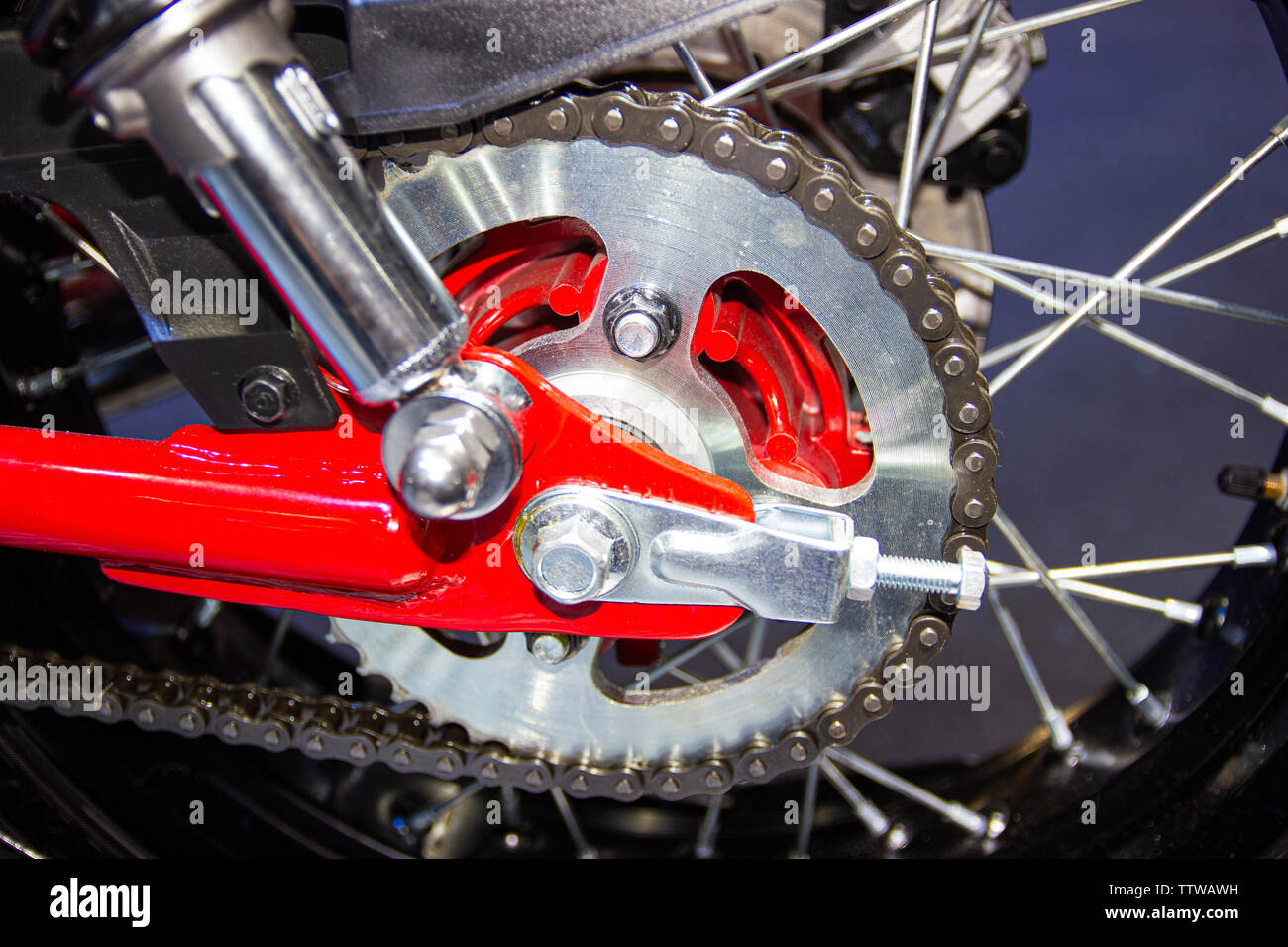 Detail of a motorcycle rear chain, concept new design Stock Photo - Alamy