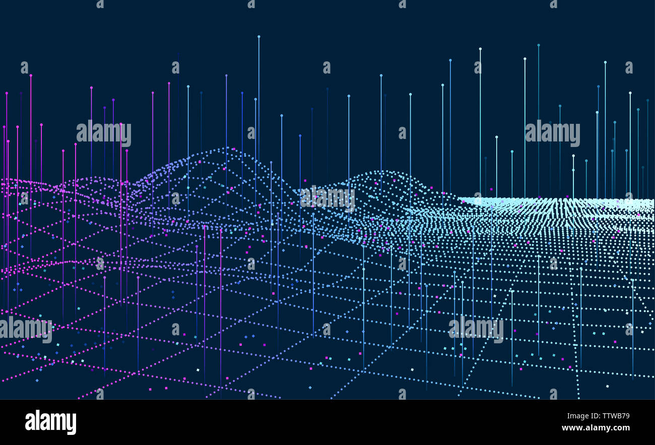 Abstract vector three-dimensional network background for big data concept, graphics with ...