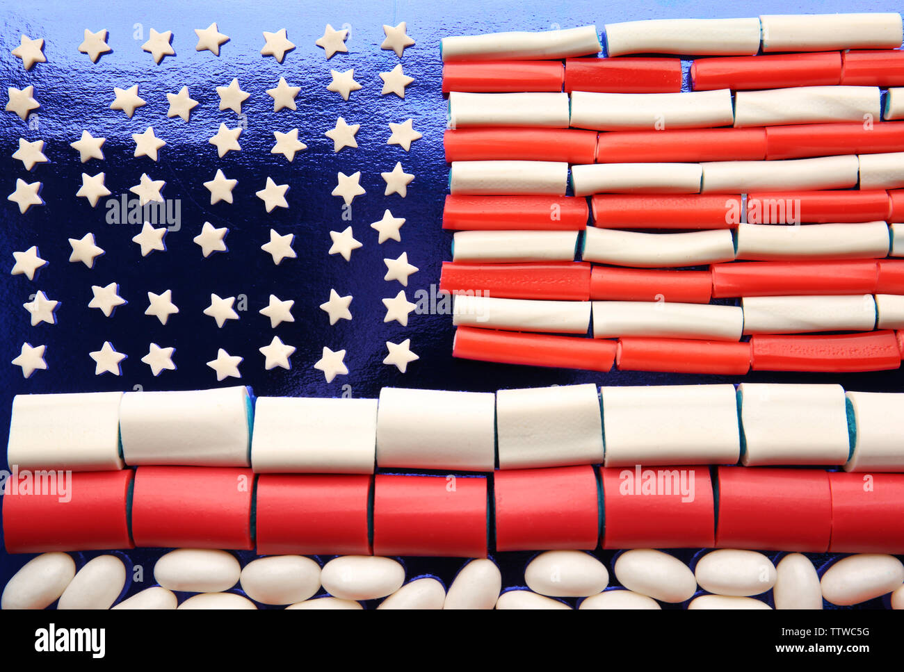 USA flag made of different candies, closeup Stock Photo - Alamy