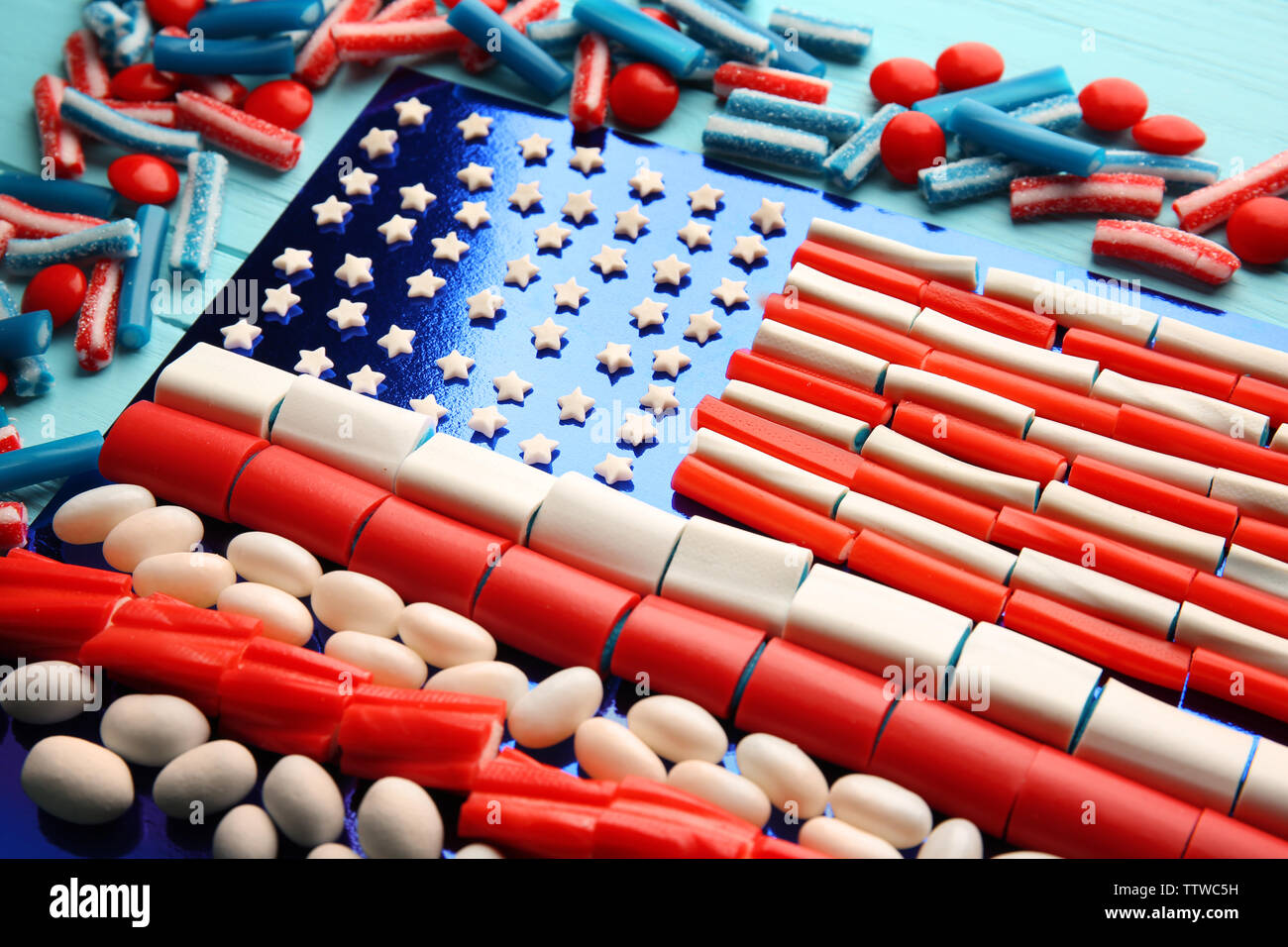 USA flag made of different candies, closeup Stock Photo - Alamy