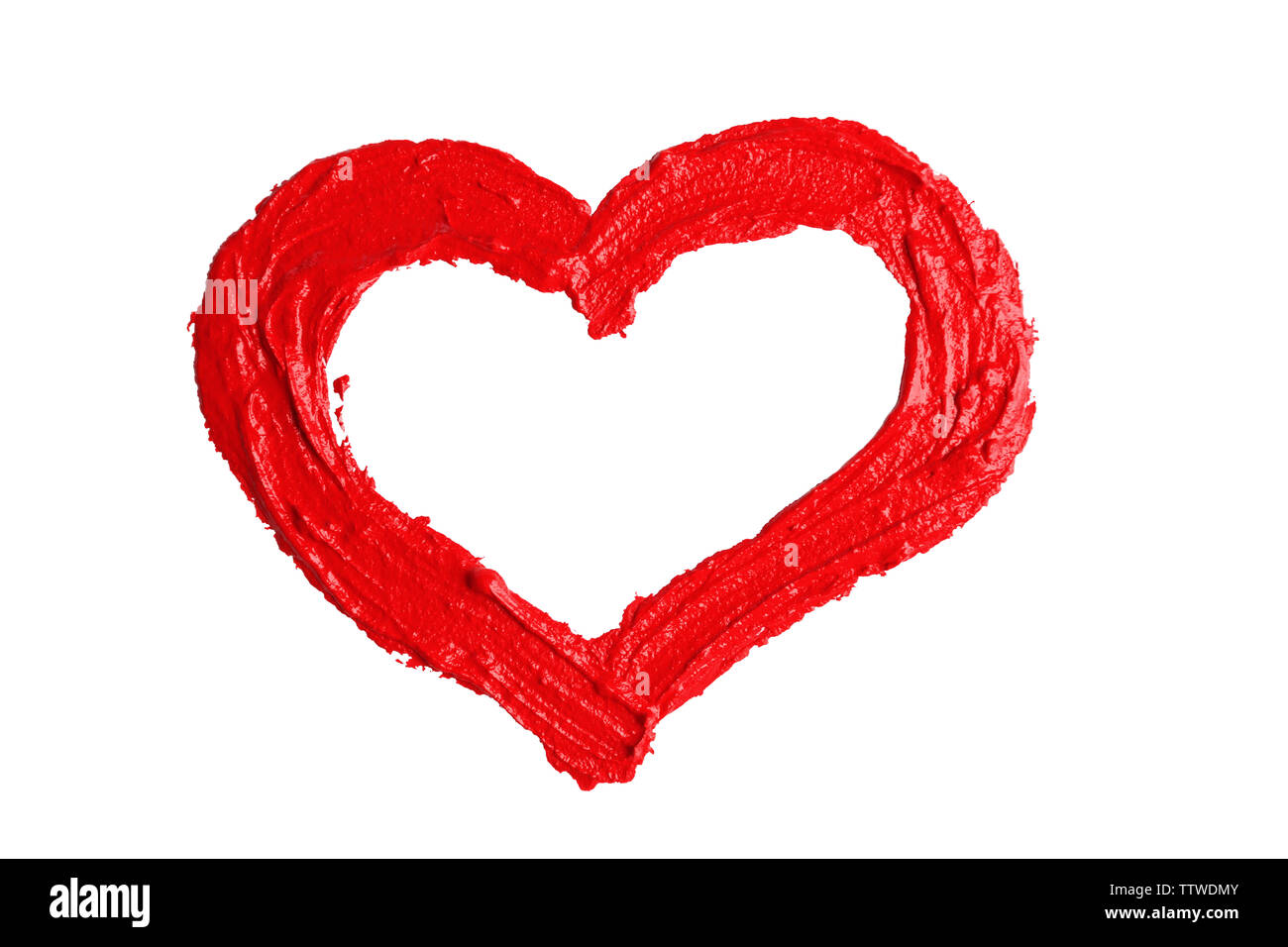 Painted red heart on white background Stock Photo - Alamy