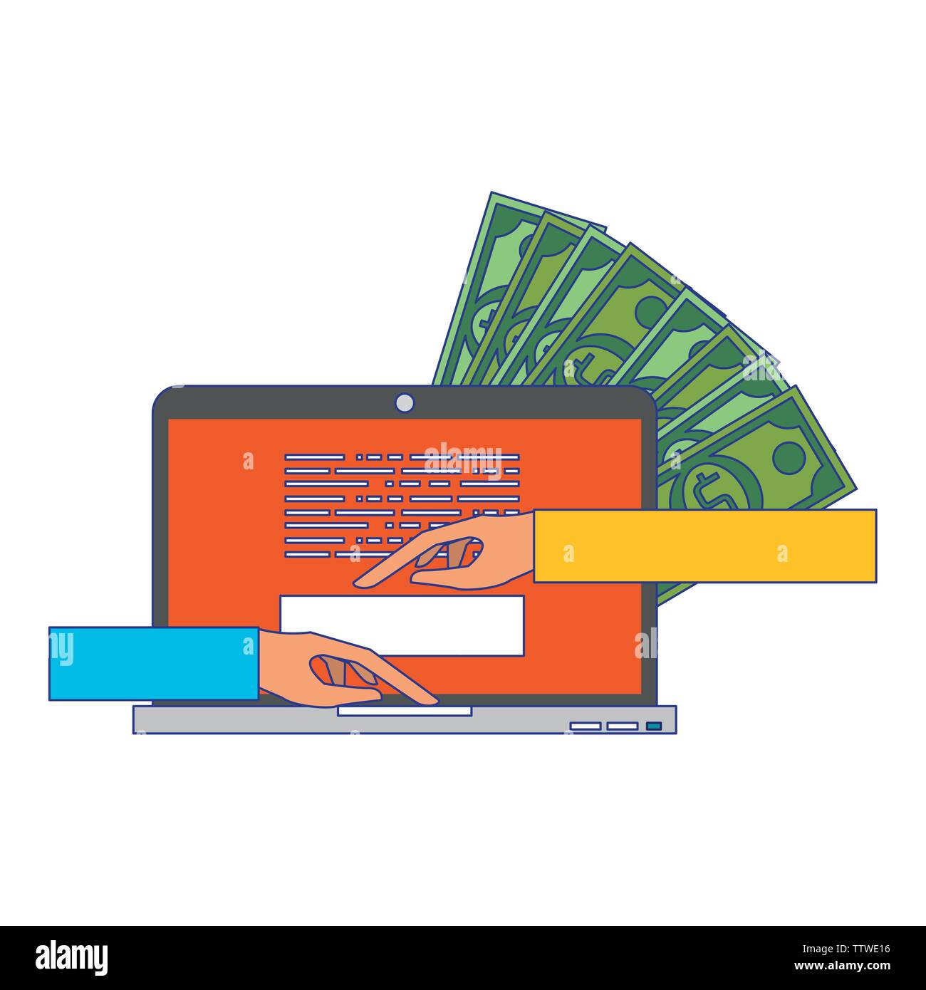 Online money transfer and bank website blue lines Stock Vector Image ...