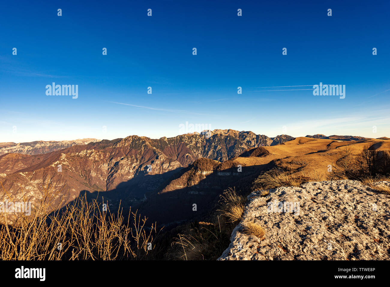 Italian Alps and the Plateau of Lessinia with the Carega Mountain ...