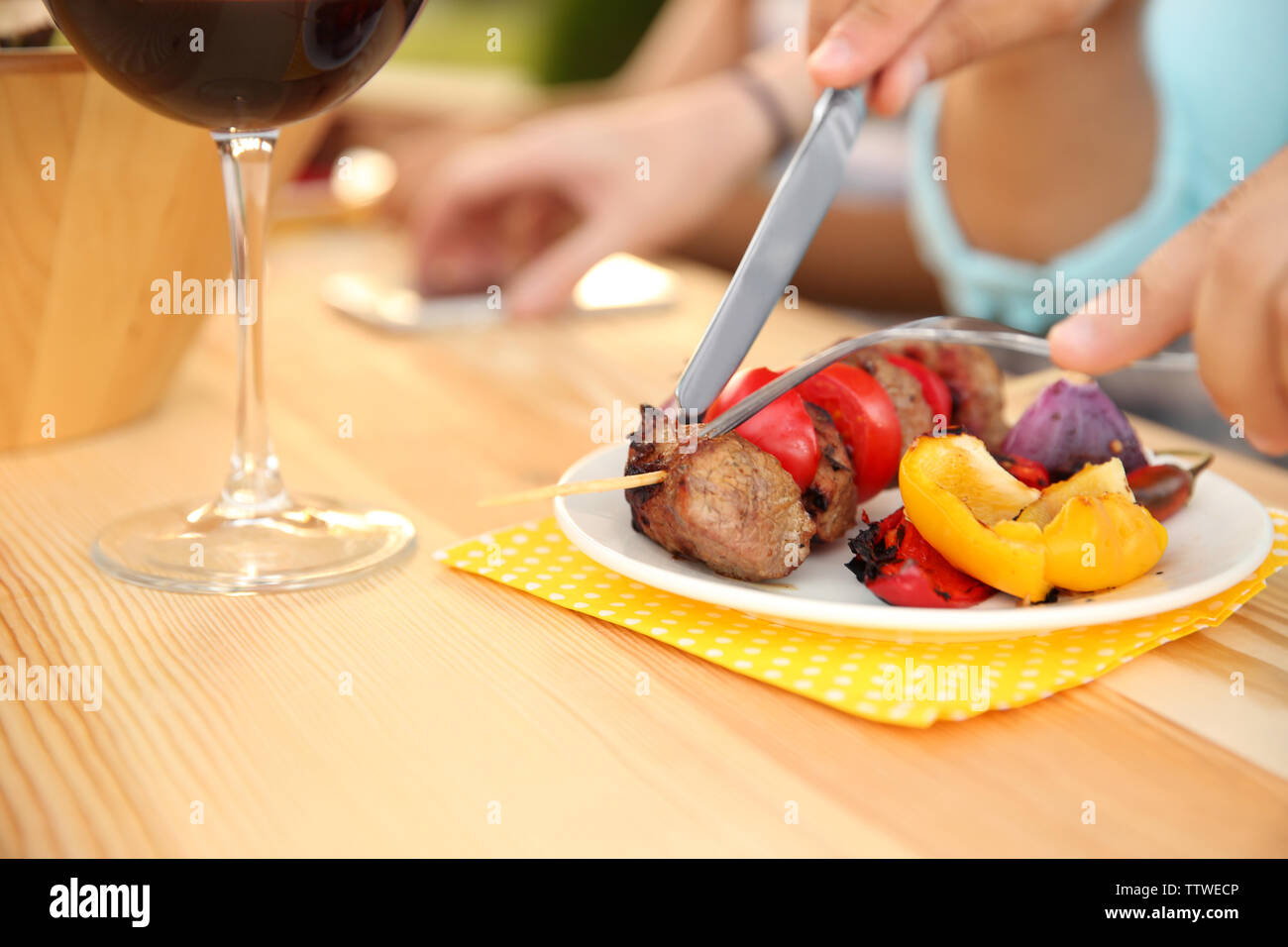 Person eating using fork hi-res stock photography and images - Alamy