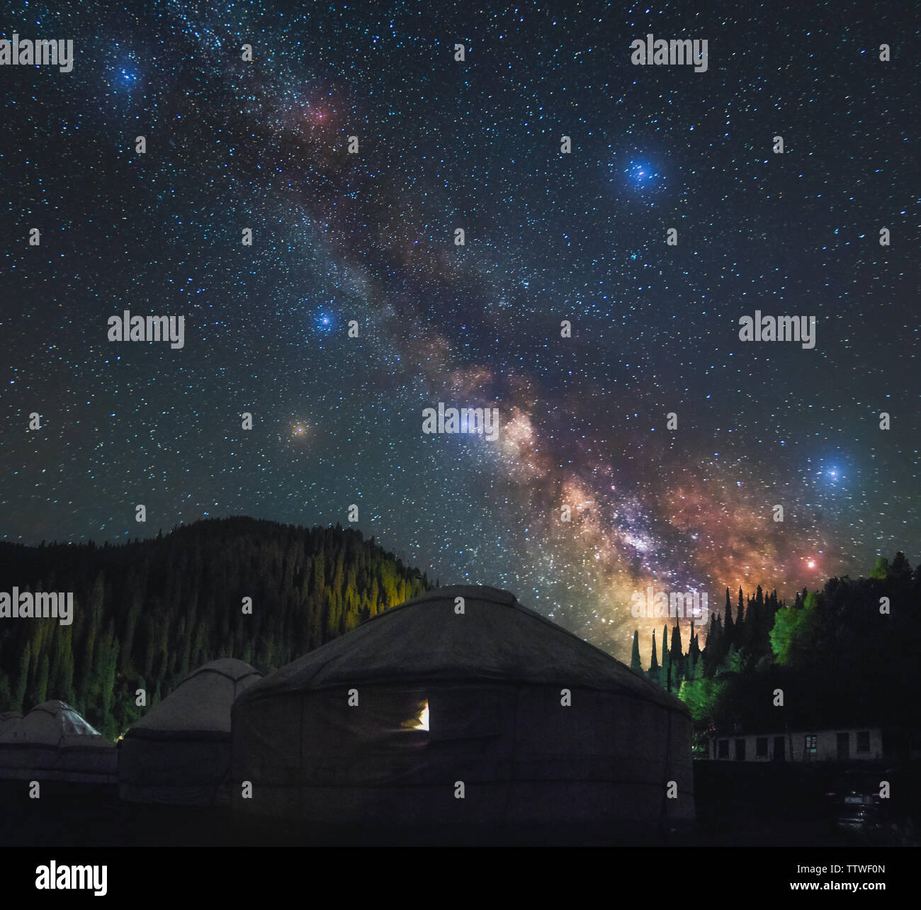 Galaxy in the Narati Mountains of Xinjiang Stock Photo - Alamy