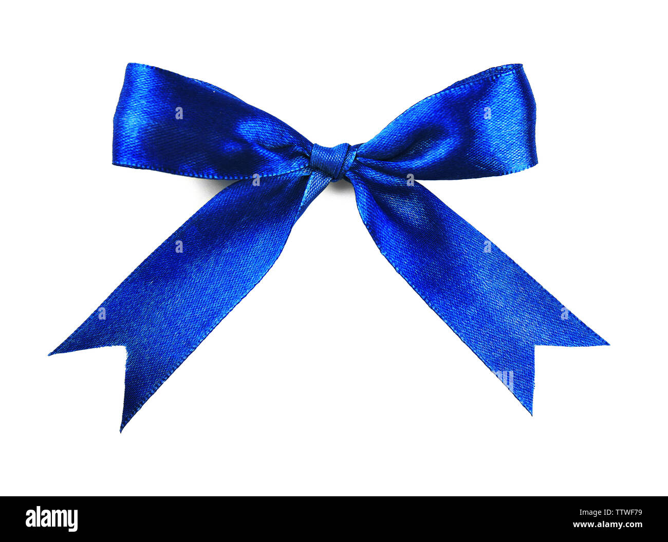 Blue bow on white background Stock Photo - Alamy
