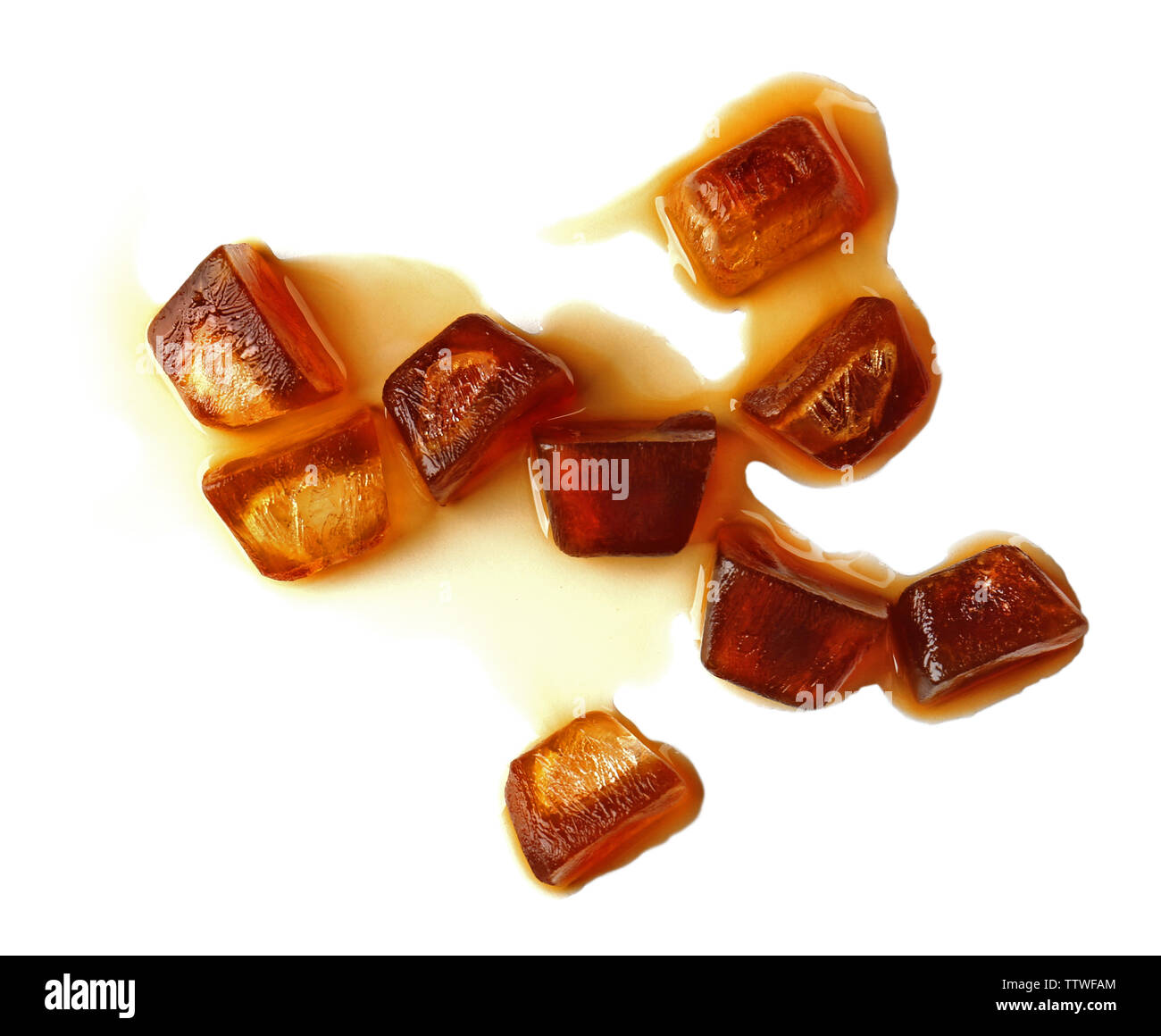 Iced coffee cubes on white background Stock Photo - Alamy