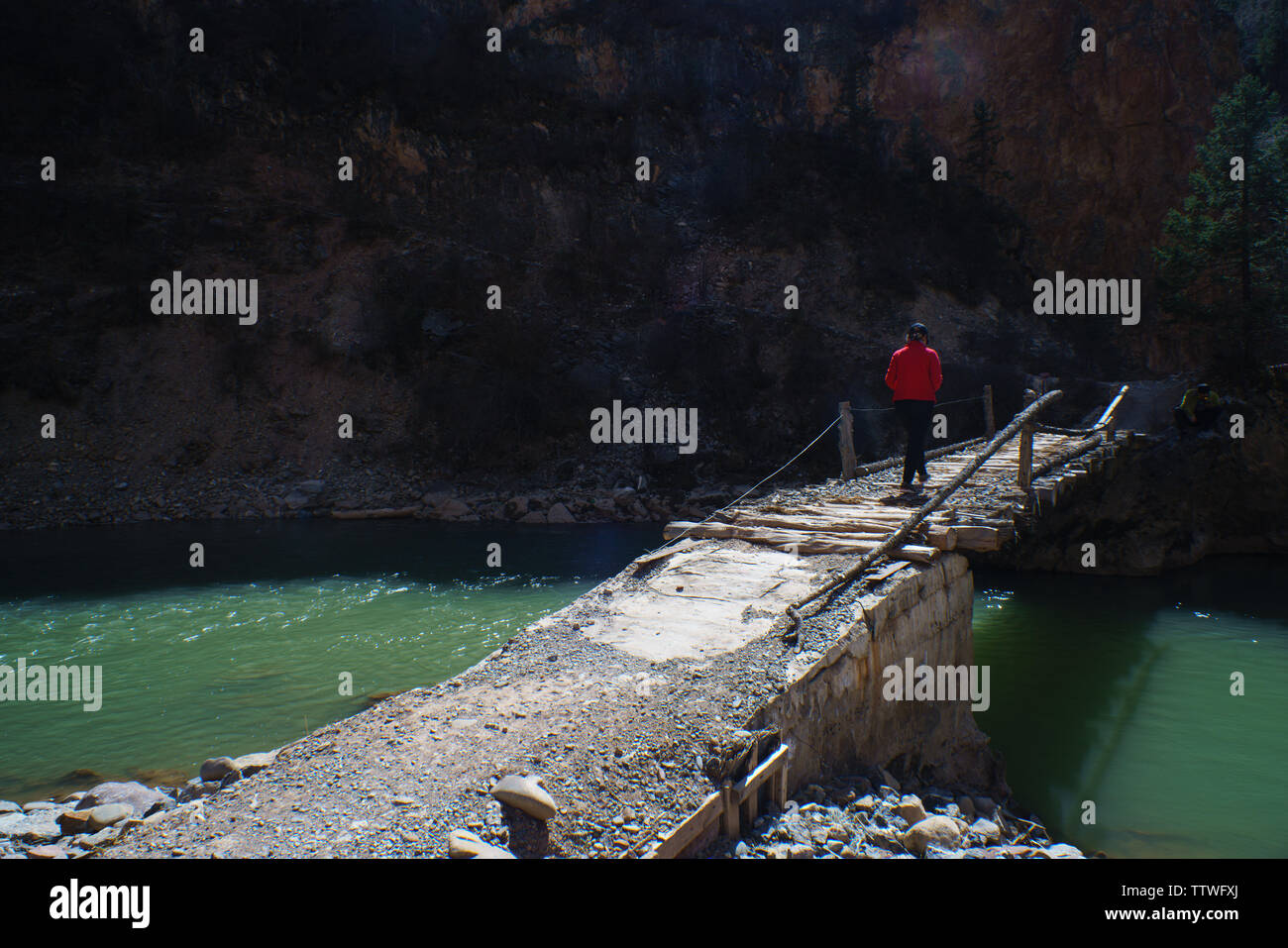 On the Sichuan-Tibet line of small bridges in the countryside Stock ...