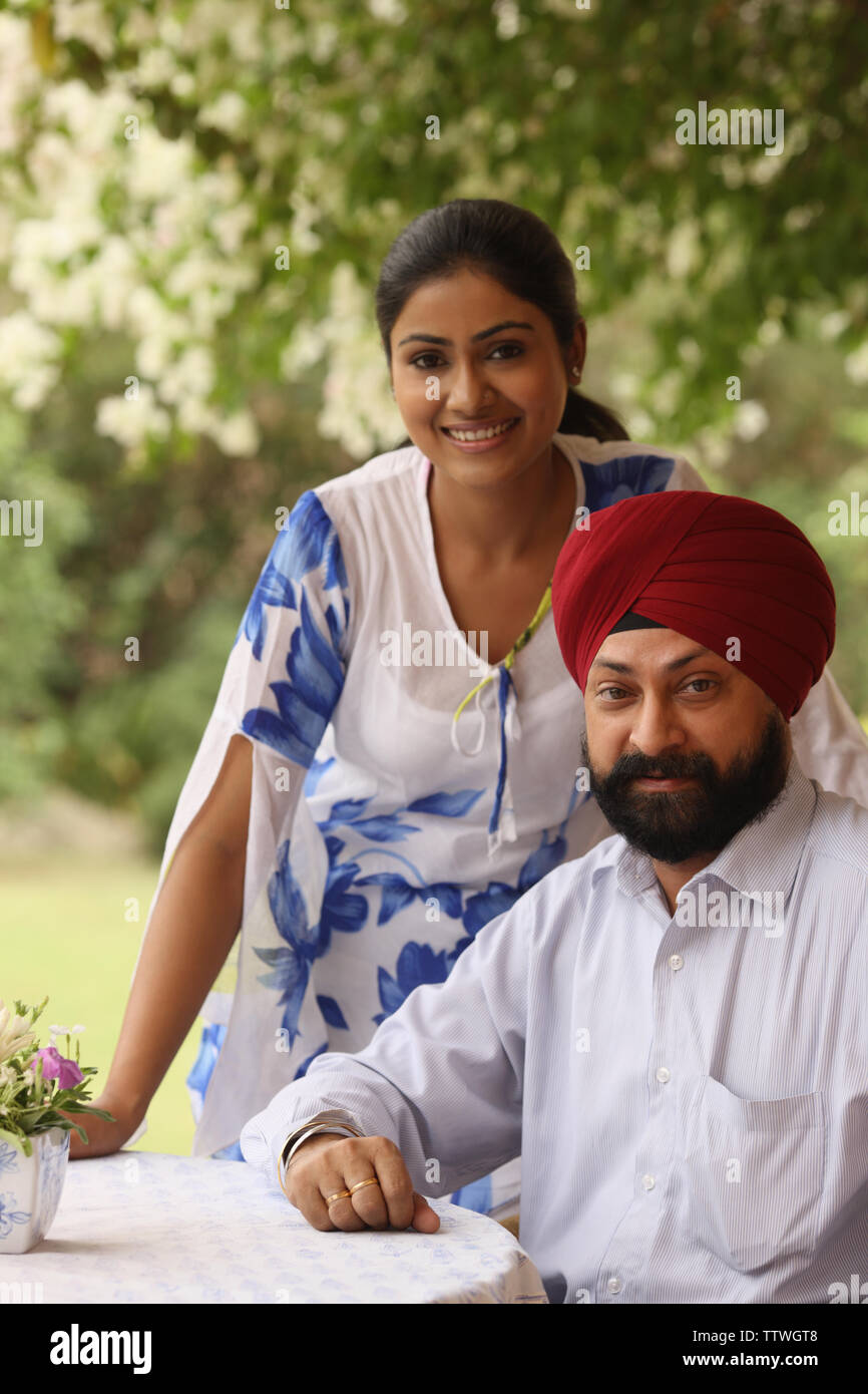 Portrait of a sardar couple at patio Stock Photo - Alamy