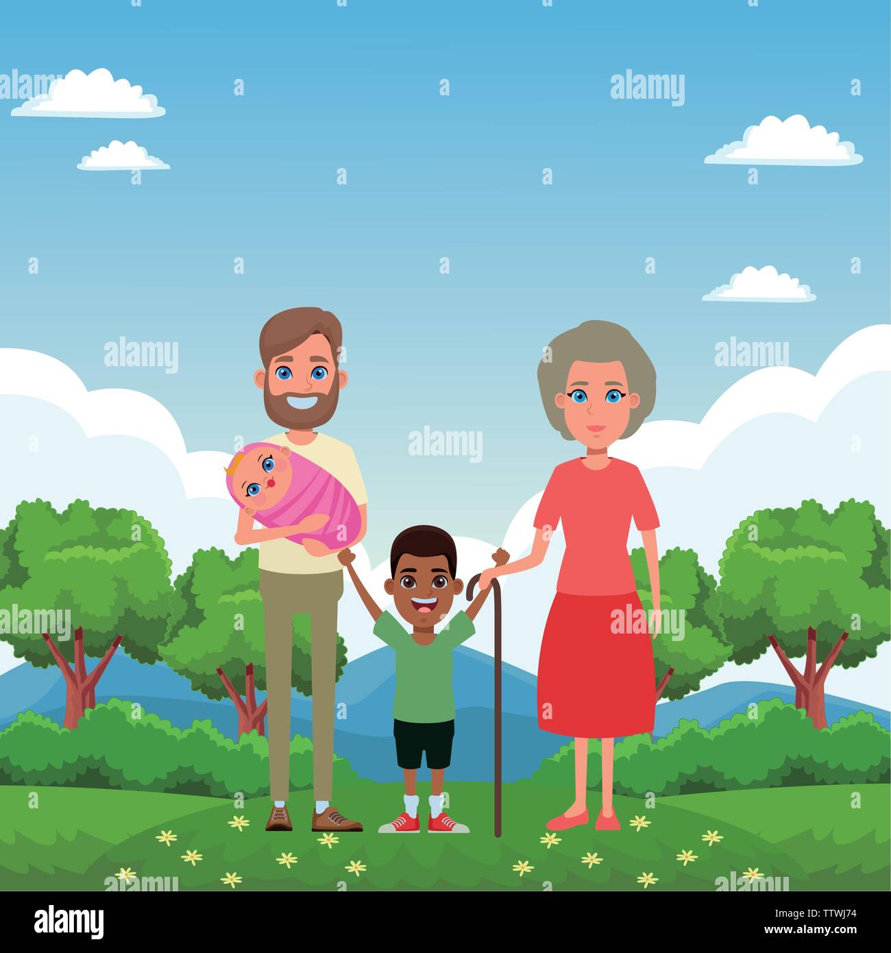family avatar cartoon character portrait Stock Vector Image & Art - Alamy