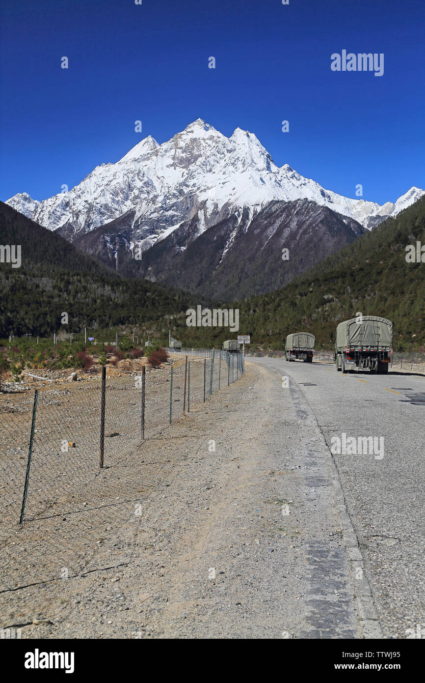 Bomi peach blossom scenery in Tibet Stock Photo - Alamy