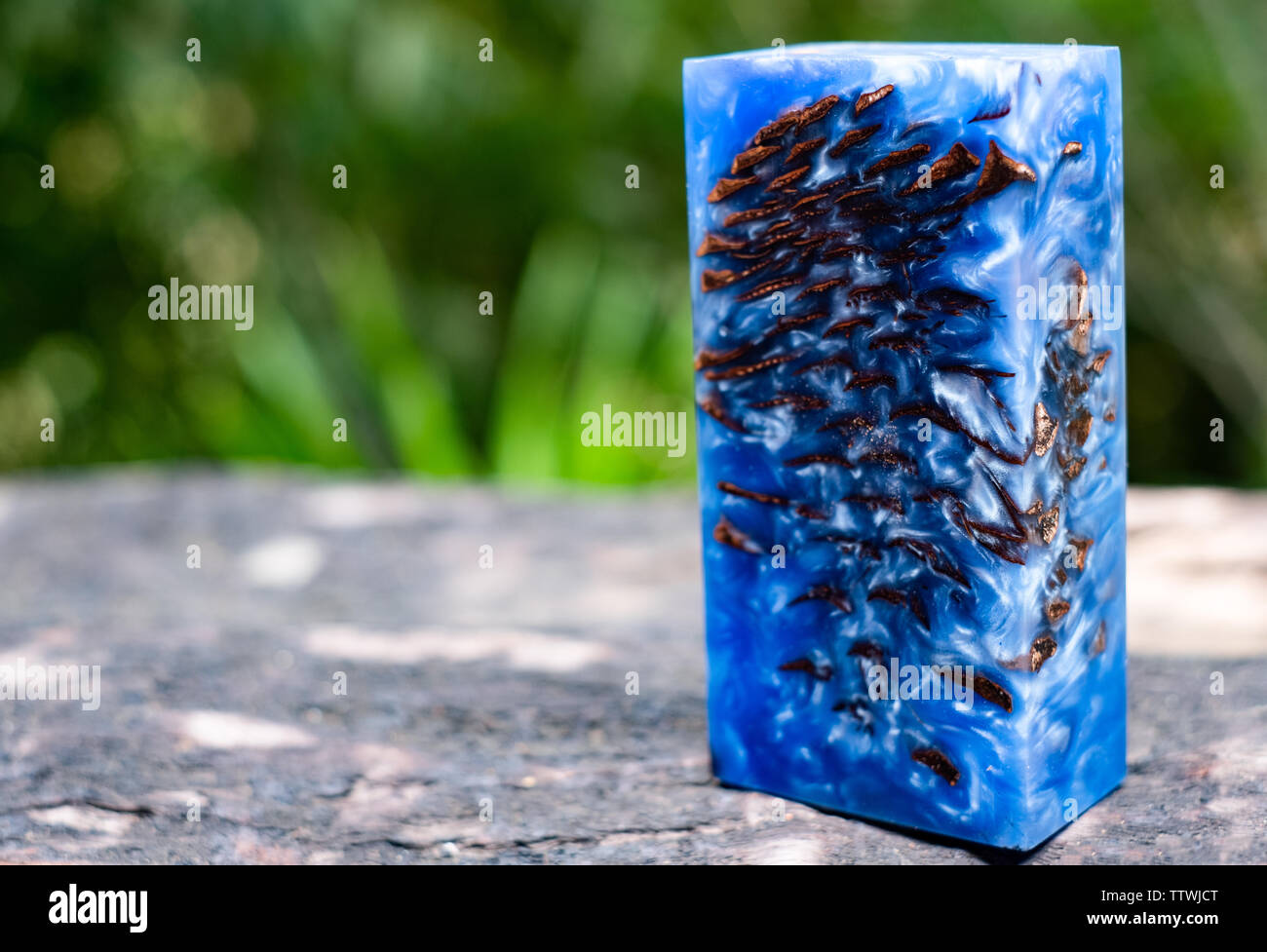 Casting epoxy resin stabilizing Pine cone abstract art background Stock ...