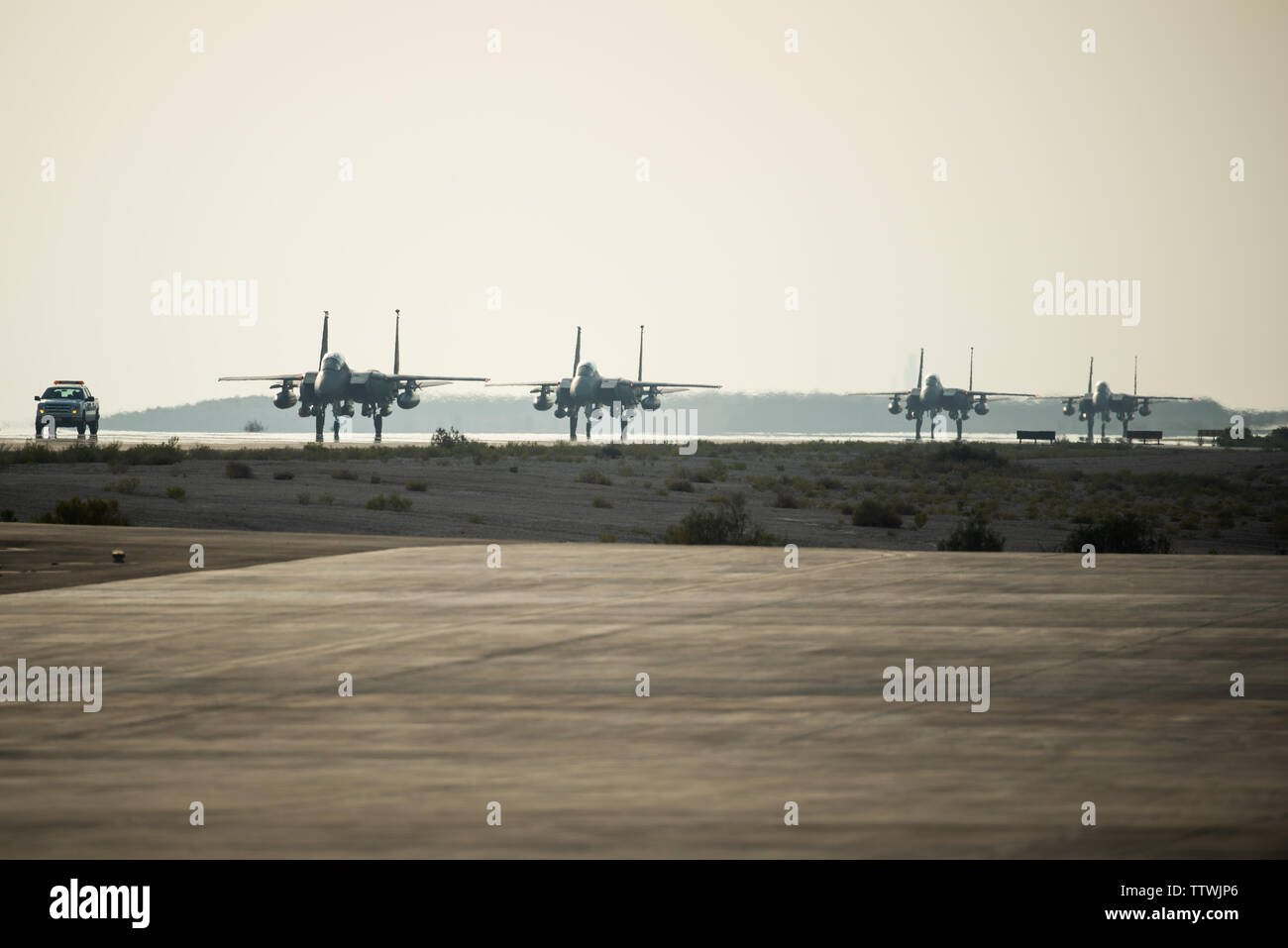 Four F-15E Strike Eagles from the 336th Fighter Squadron, 4th Fighter ...