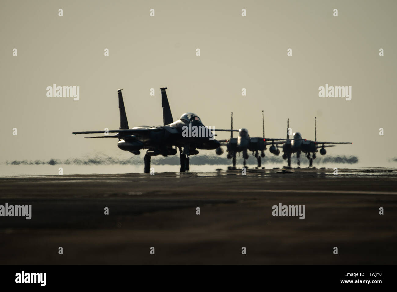 Three F-15E Strike Eagles from the 336th Fighter Squadron, 4th Fighter ...