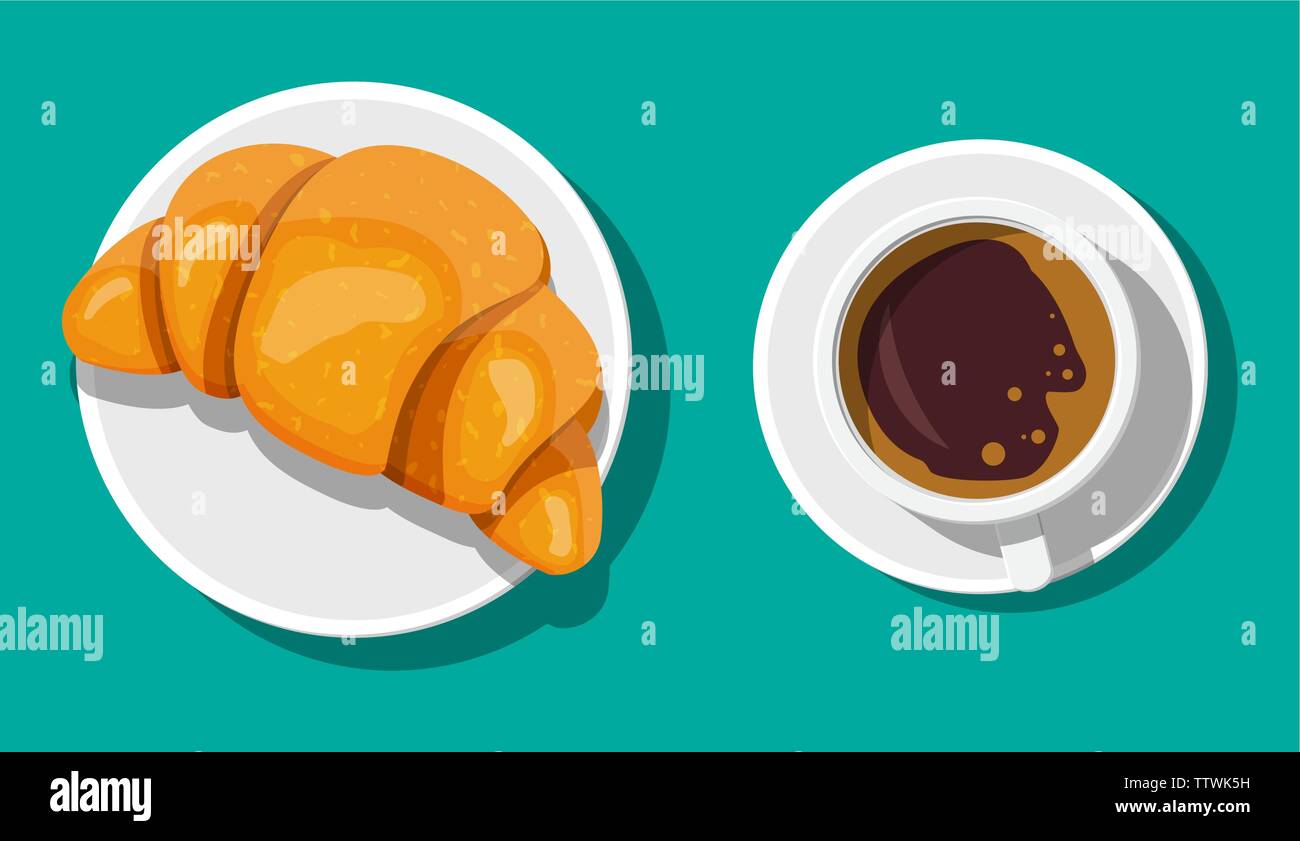 Delicious croissant bread coffee Stock Vector Images - Alamy