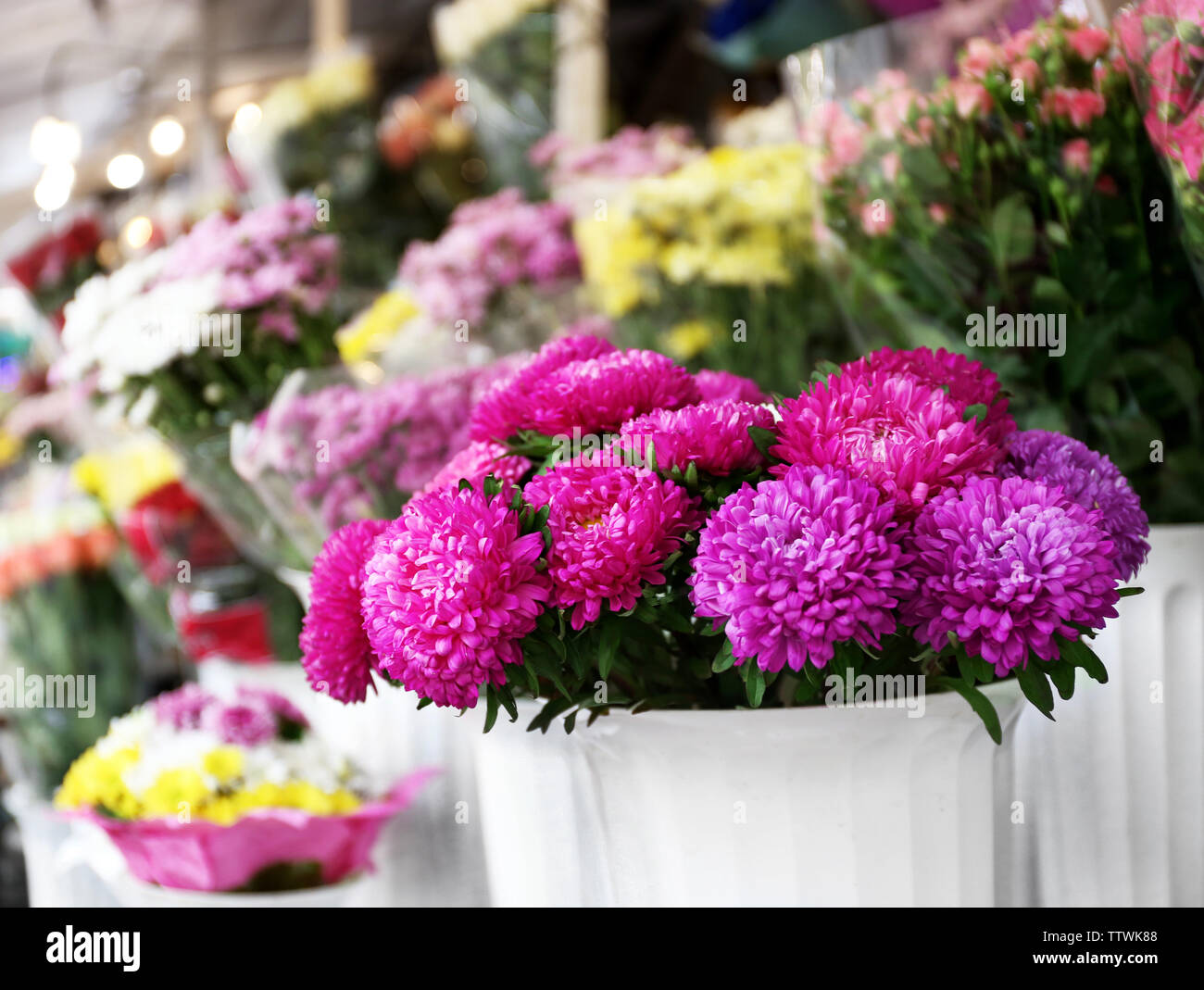Fresh flowers on display outdoors Stock Photo - Alamy