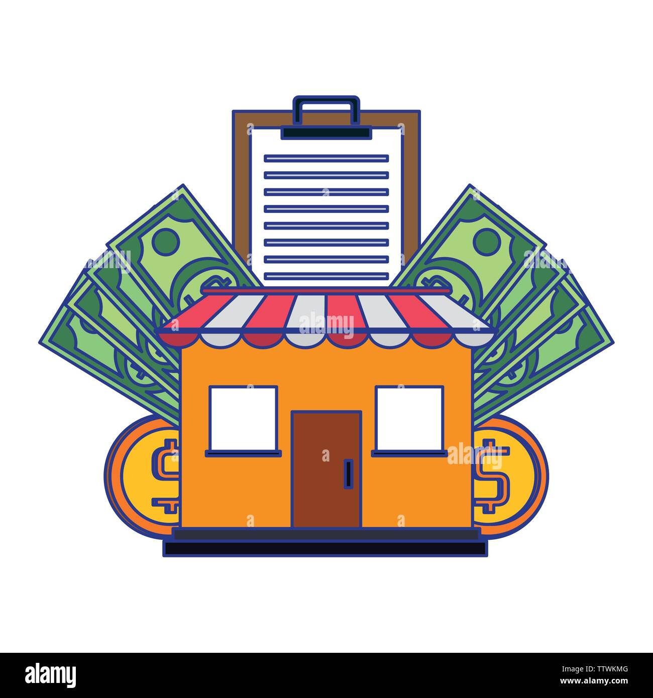 Shopping sales and marketing symbols blue lines Stock Vector Image ...