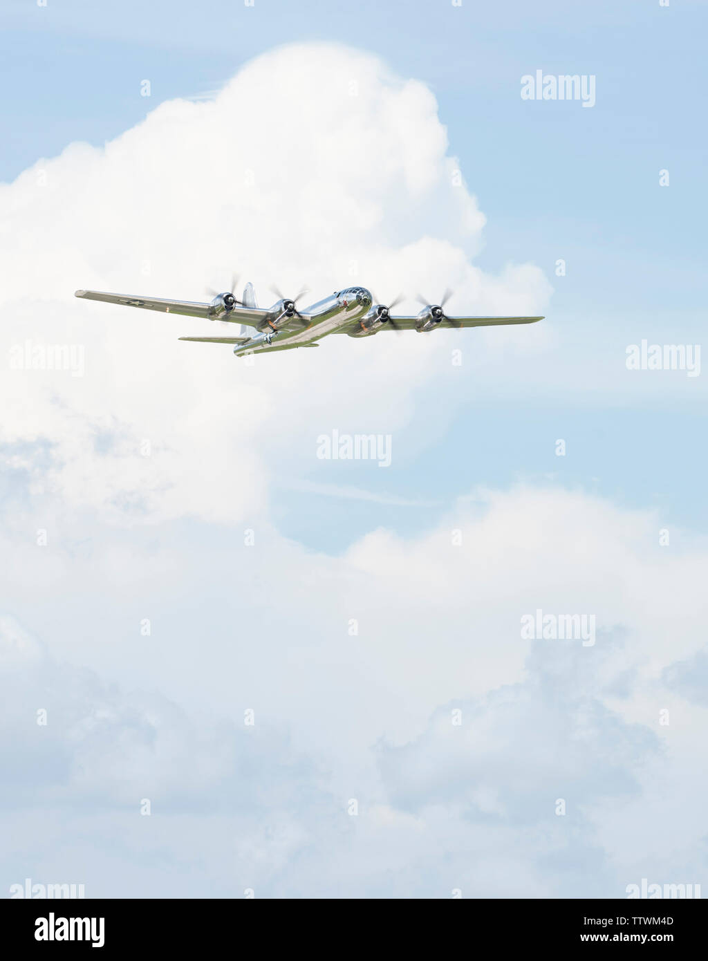 One of the two B-29 Superfortresses that still actively fly today soars ...