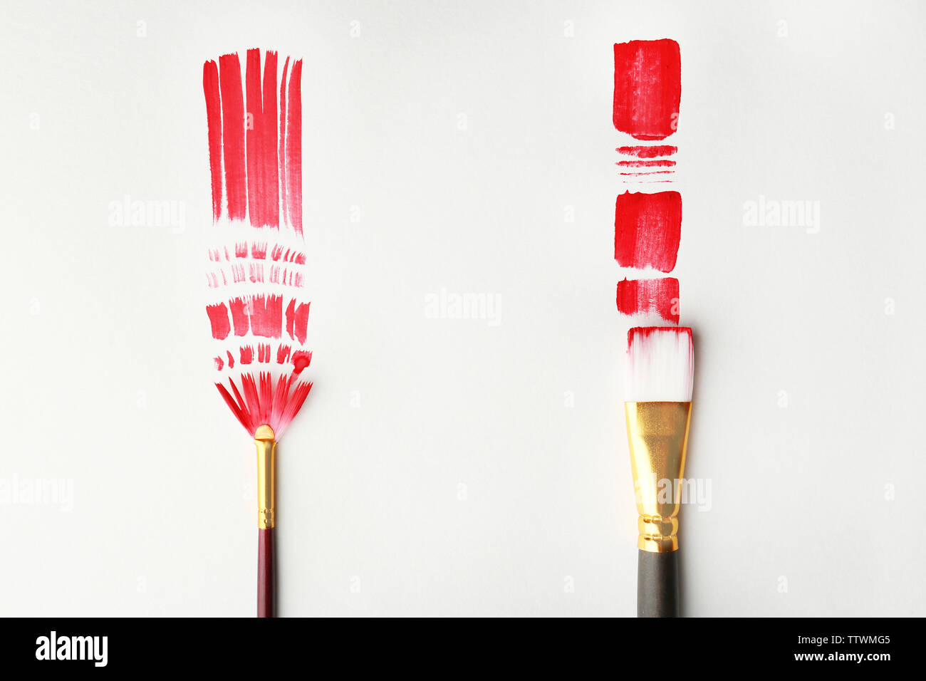 Make up brushes with smear on white background Stock Photo - Alamy
