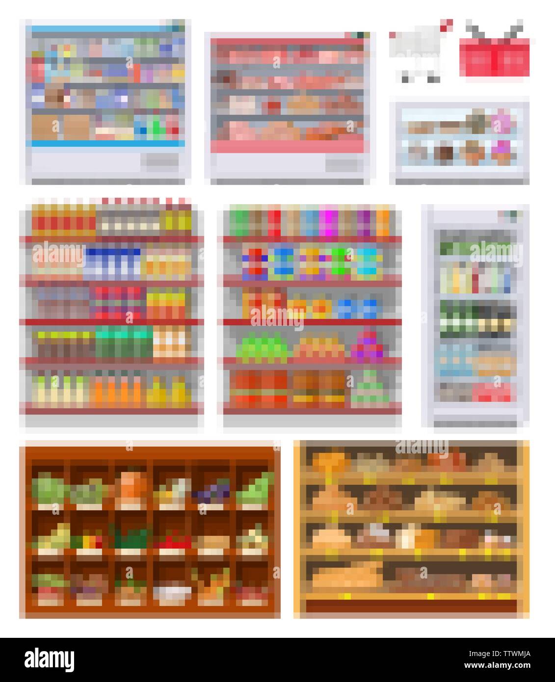Grocery store shelves variety Stock Vector Images - Alamy