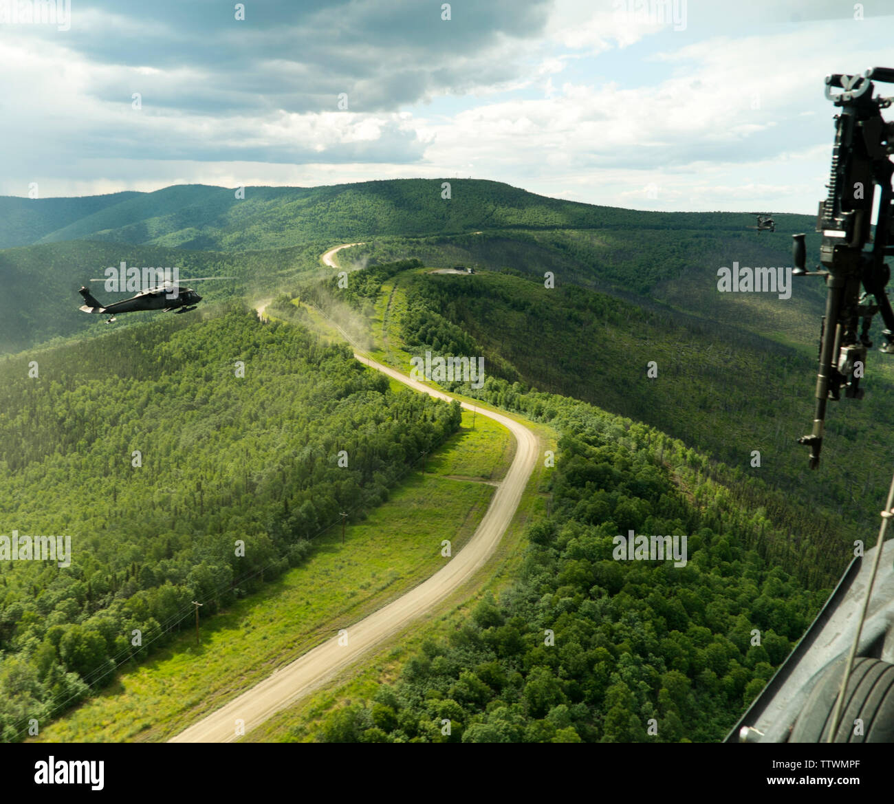 A U.S. Army UH-60 Black Hawk formation, assigned to 1-52 Aviation ...