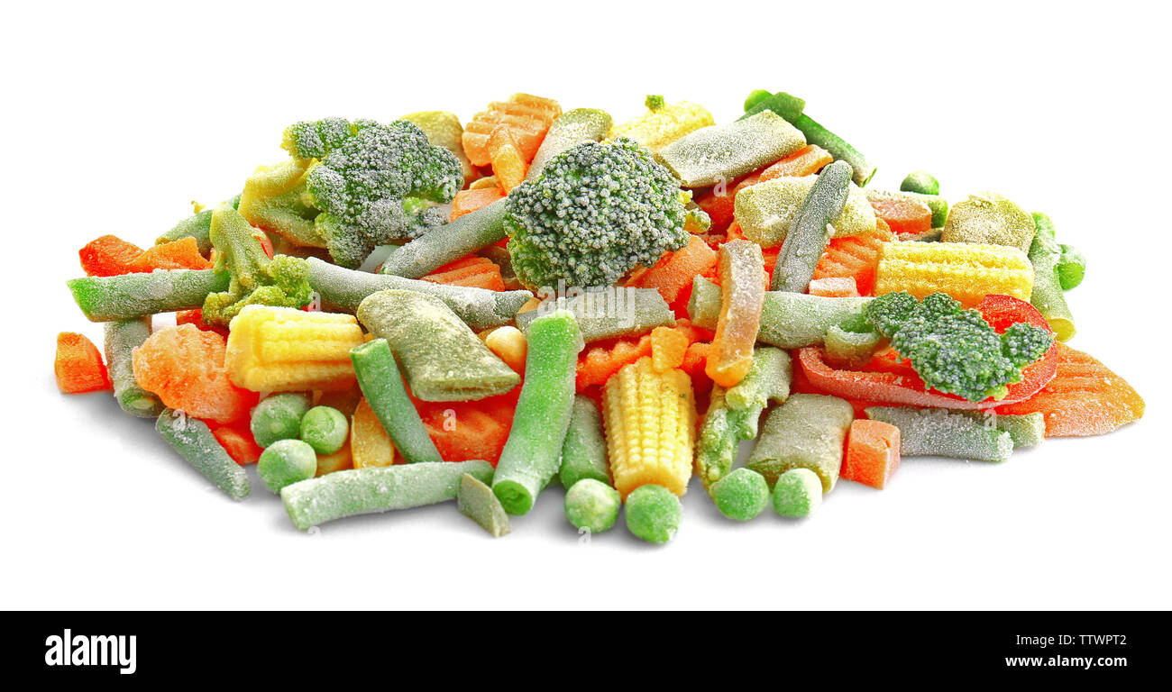 Frozen vegetables isolated on white Stock Photo - Alamy