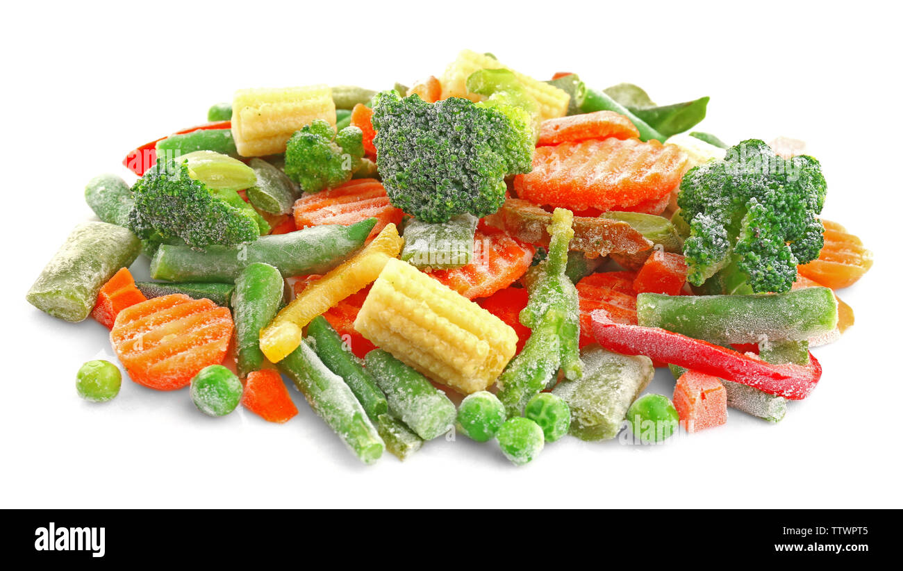 Frozen vegetables isolated on white Stock Photo - Alamy