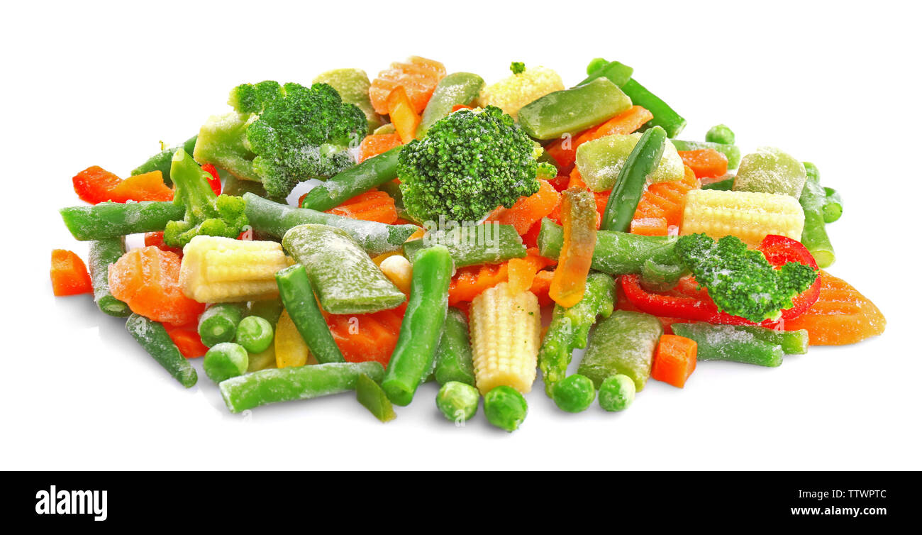 Frozen vegetables isolated on white Stock Photo - Alamy
