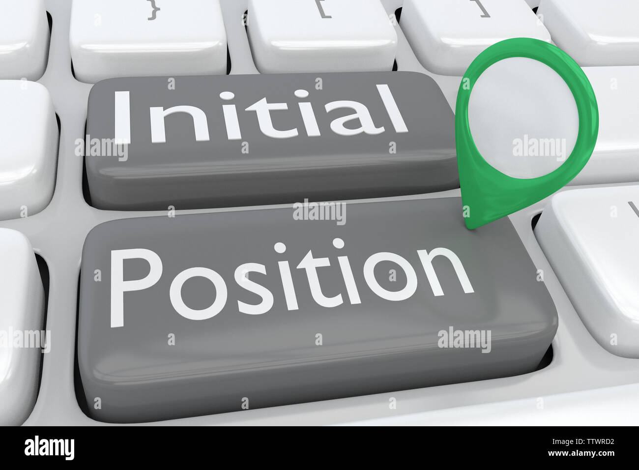 3d Illustration Of Computer Keyboard With The Script Initial Position On Two Adjacent Gray