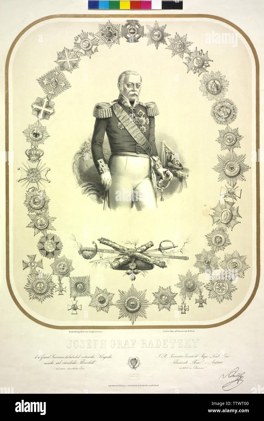 Joseph count Radetzky, picture surrounded with his Order and awards ...