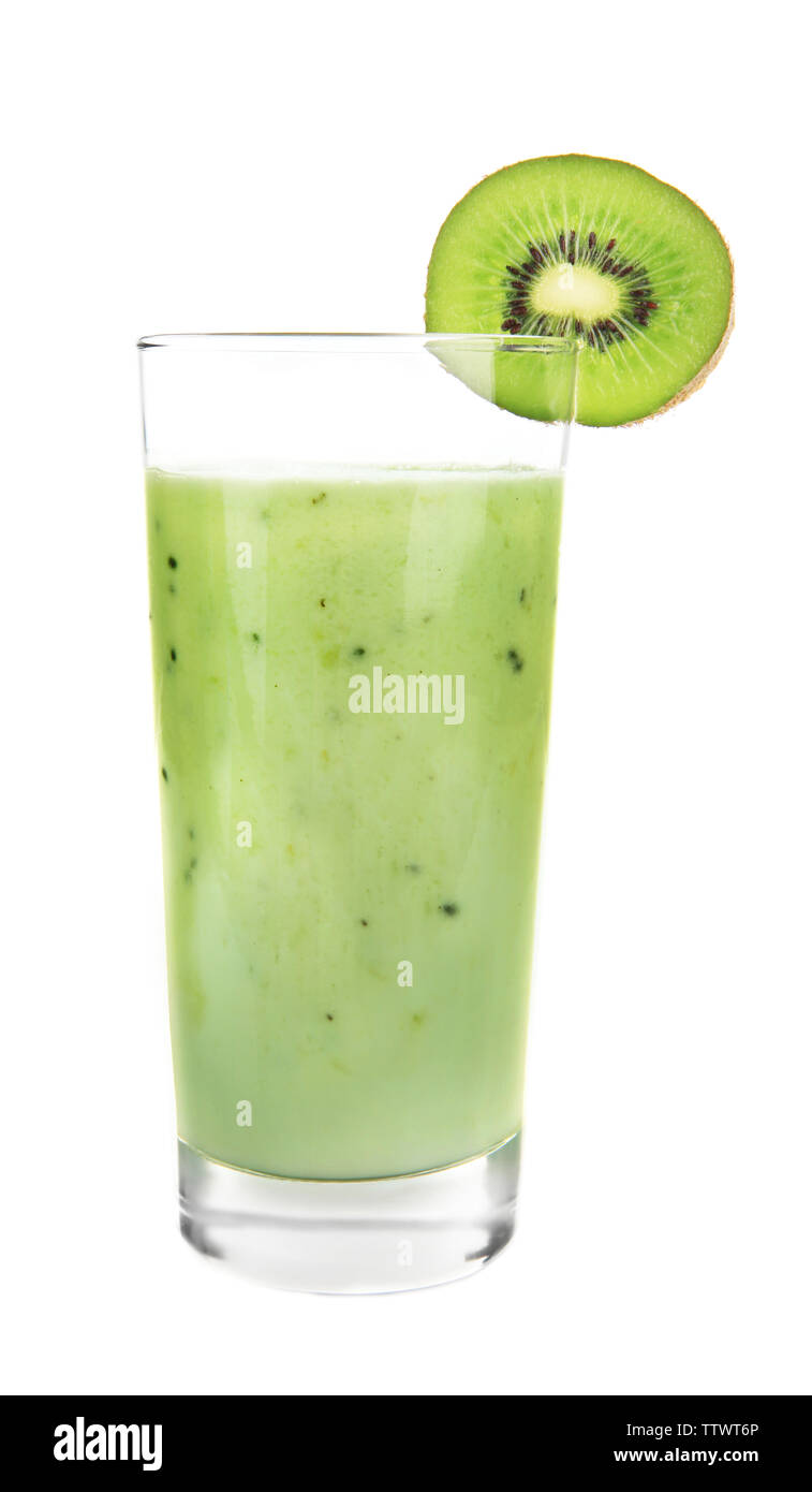 Kiwi milk shake on white background Stock Photo - Alamy