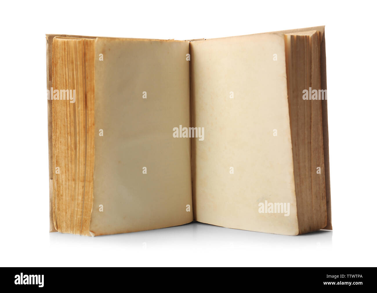 Old open book isolated on white Stock Photo - Alamy