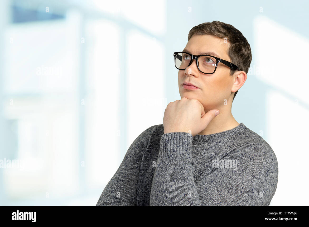 Man thinking deeply Stock Photo - Alamy