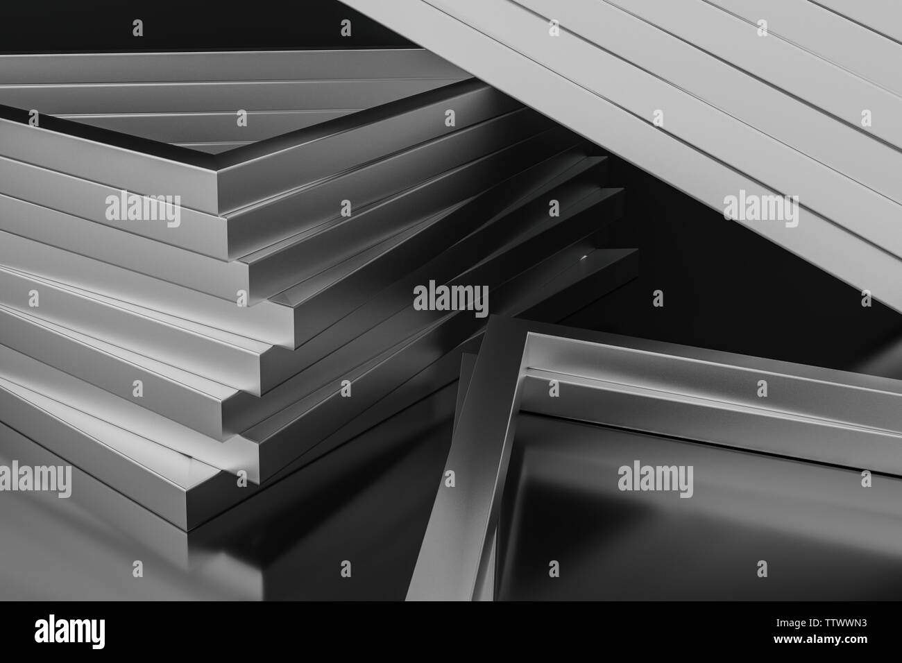 3D rendering,triangular metal frame,the metal texture Stock Photo - Alamy