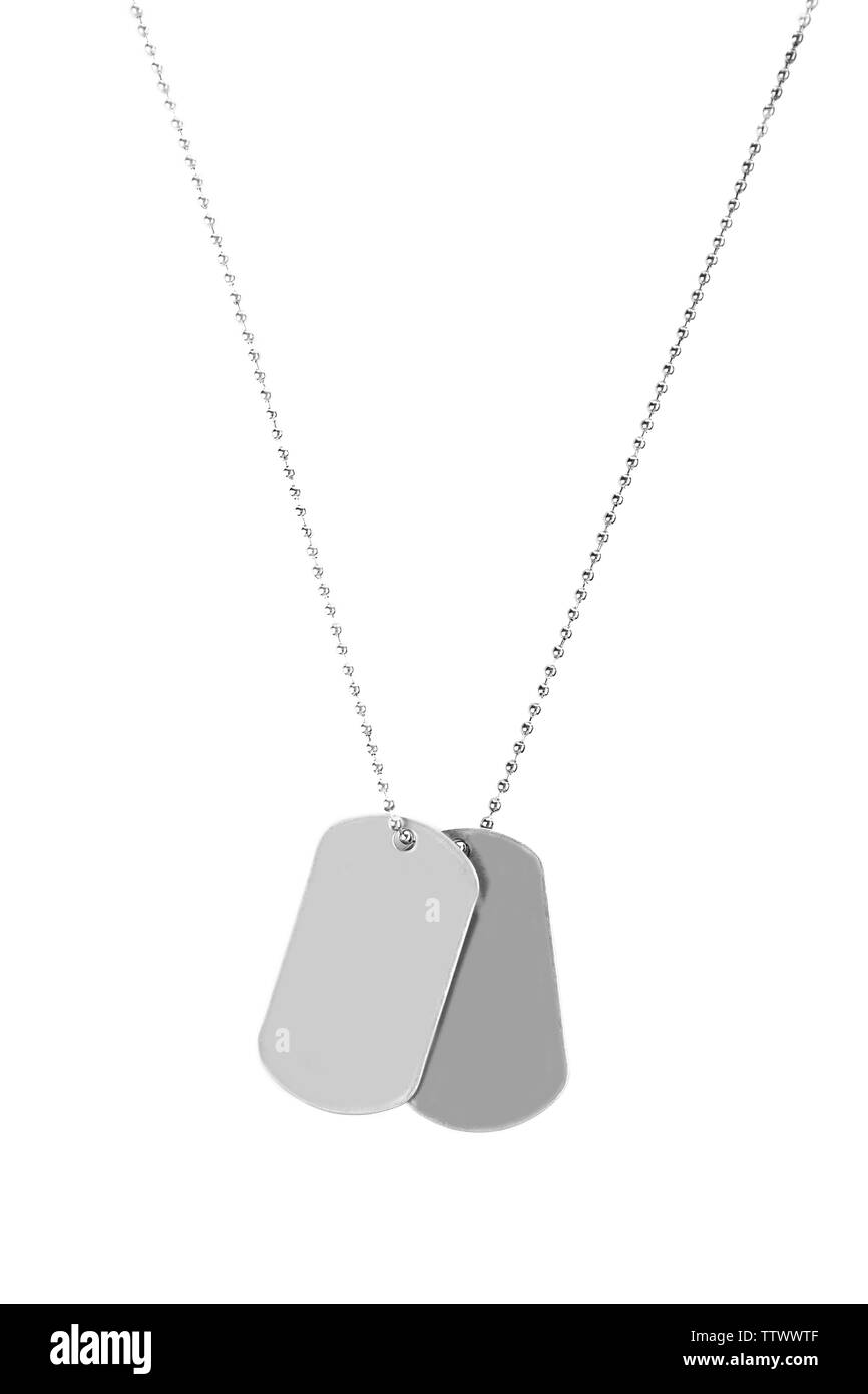 Military ID tags, isolated on white Stock Photo - Alamy