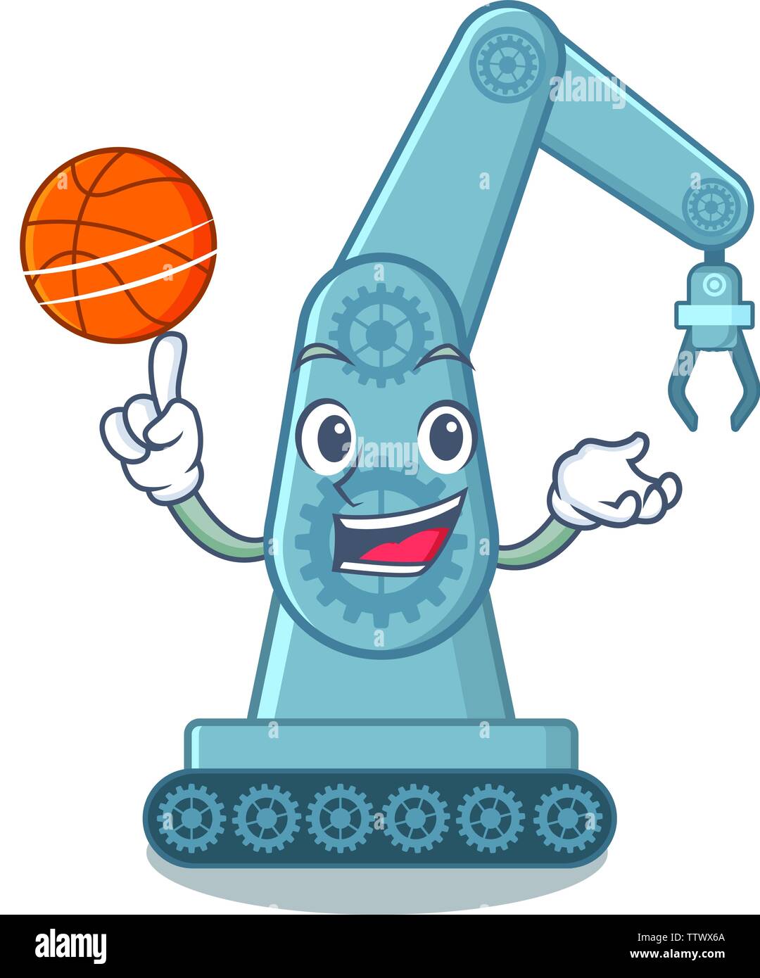 With basketball mechatronic robotic arm isolated on character Stock ...
