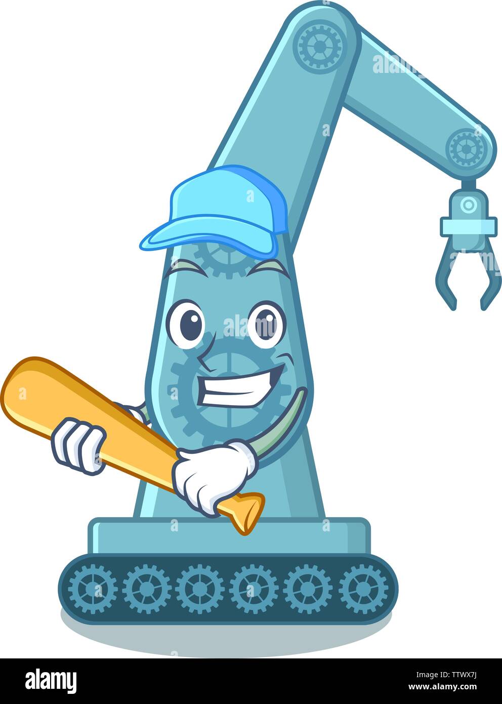 Playing baseball mechatronic robotic arm isolated on character Stock ...