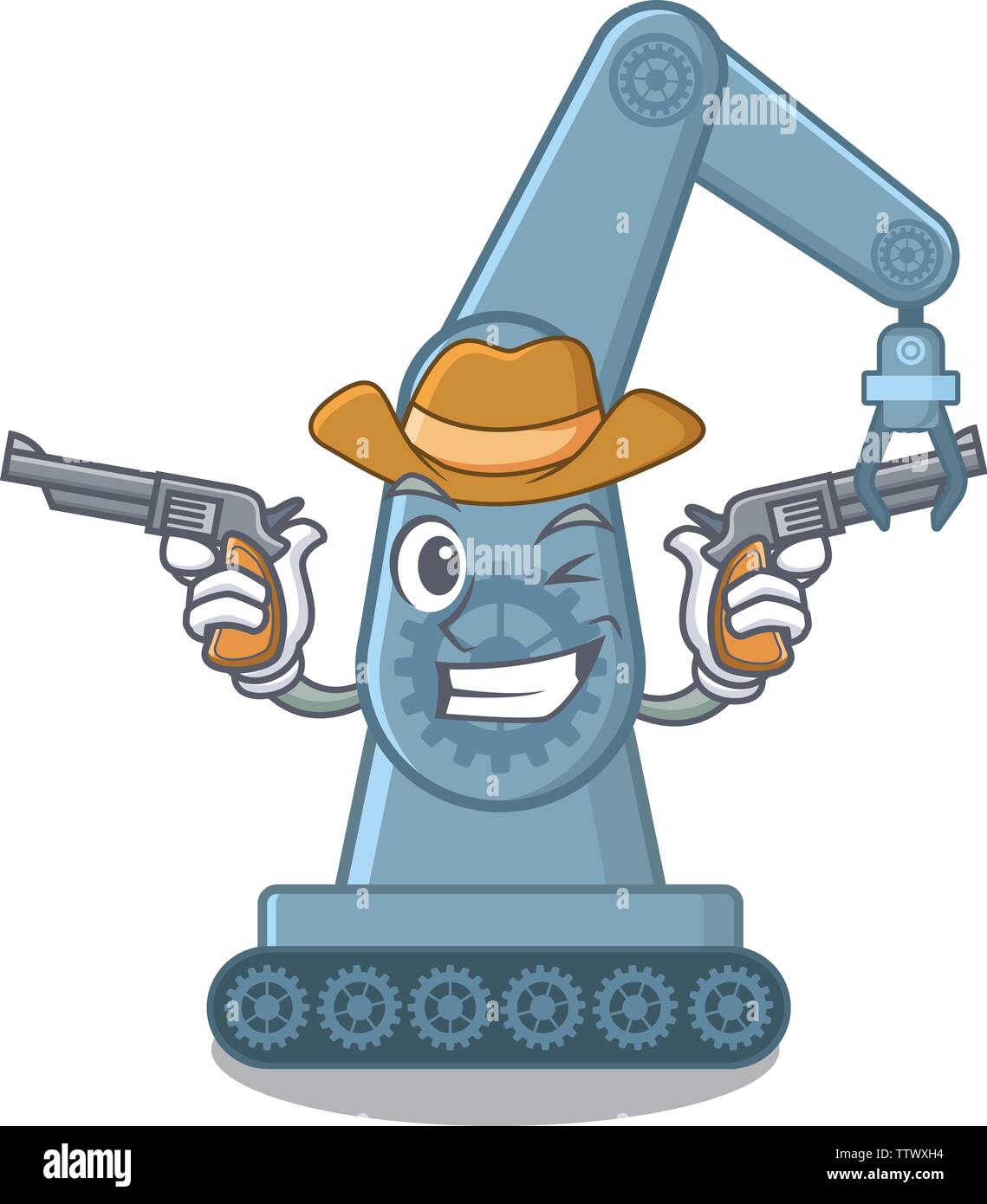 Cowboy mechatronic robotic arm isolated on character Stock Vector Image ...