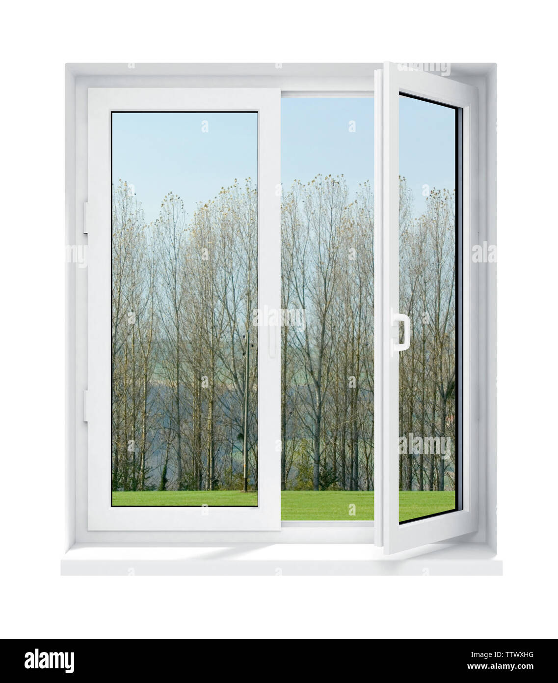 Trees viewed through a window Stock Photo - Alamy