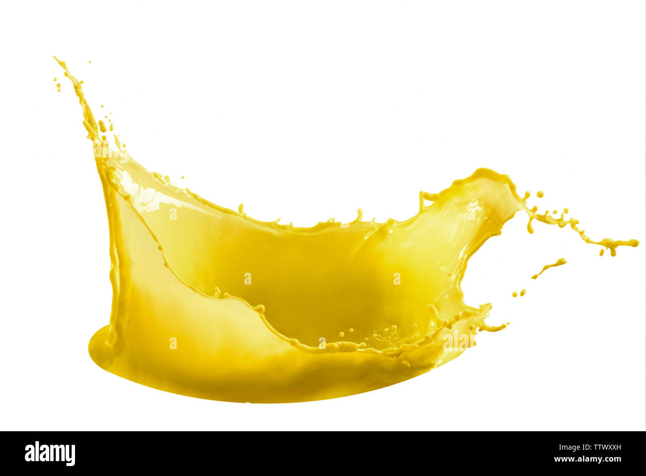 yellow paint splash isolated on white background Stock Photo - Alamy