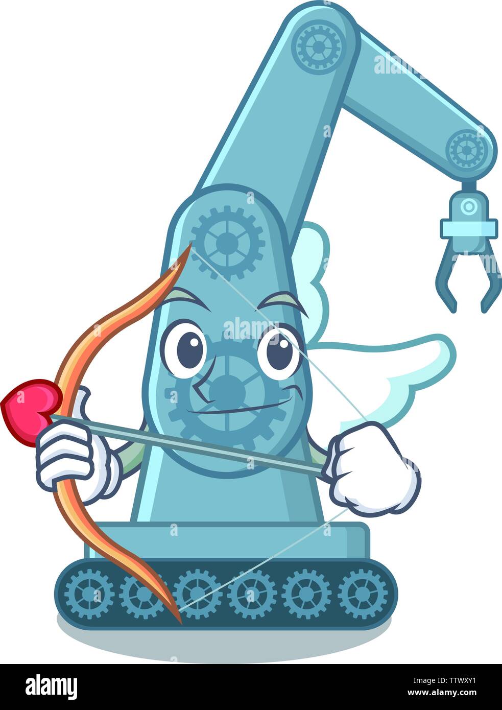Cupid mechatronic robotic arm isolated on character Stock Vector Image ...