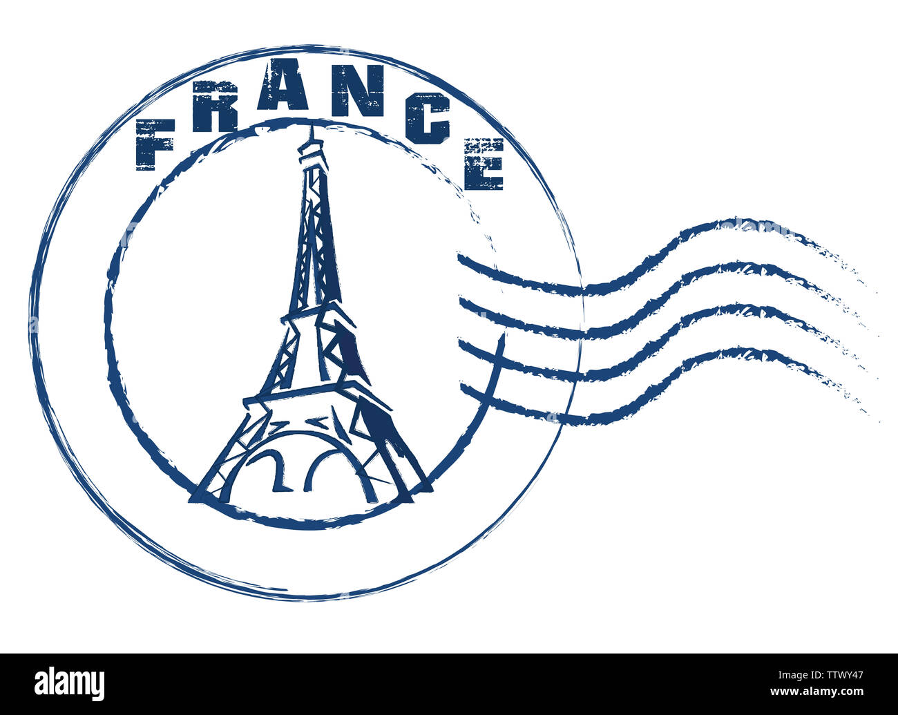 France stamp vintage style on white background Stock Photo - Alamy