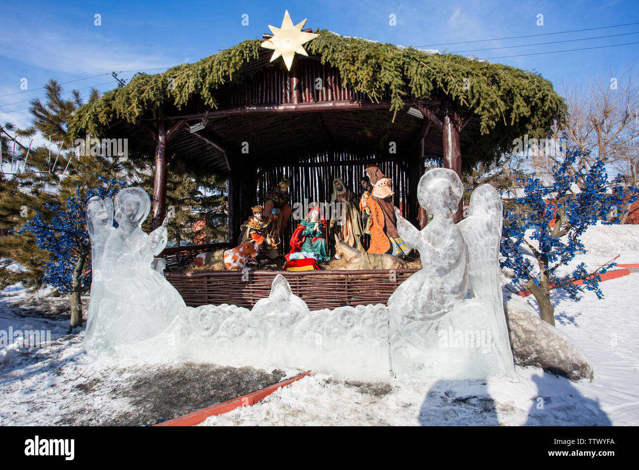 Russia, Irkutsk, Angara river, city, cold, snow, street, road, life ...